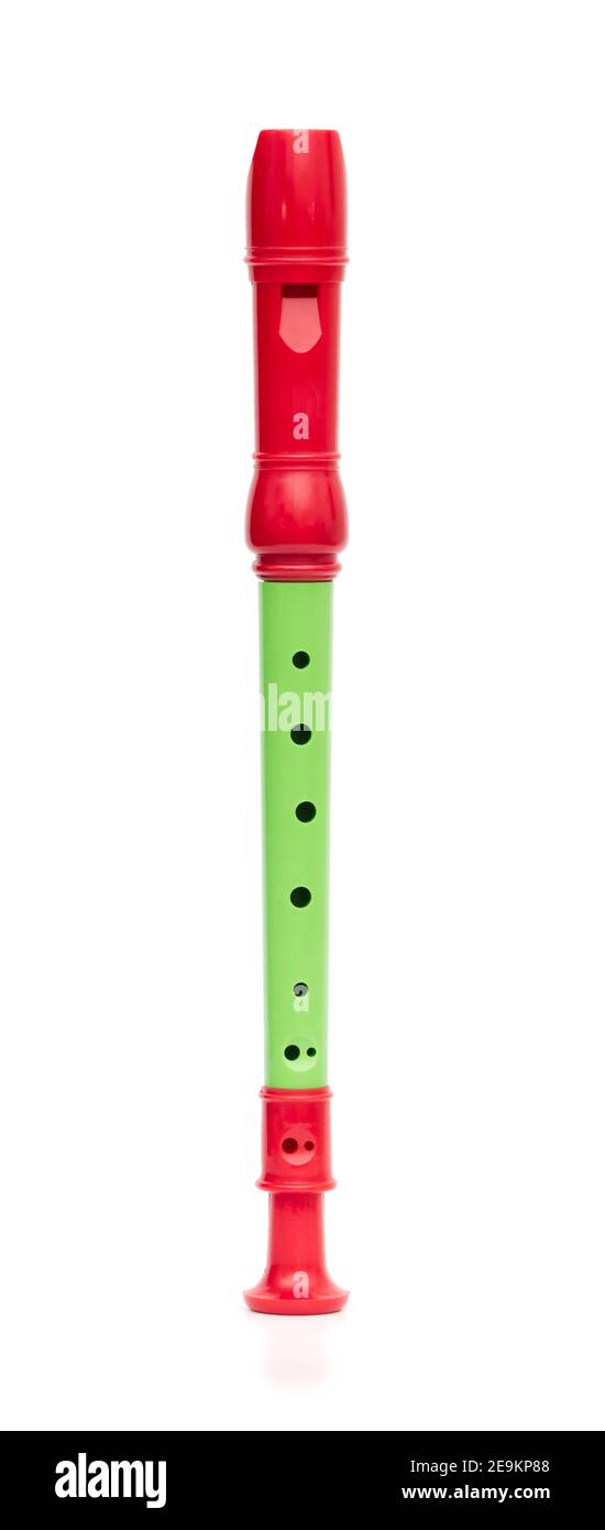 Red-green block flute isolated on white background Stock Photo - Alamy
