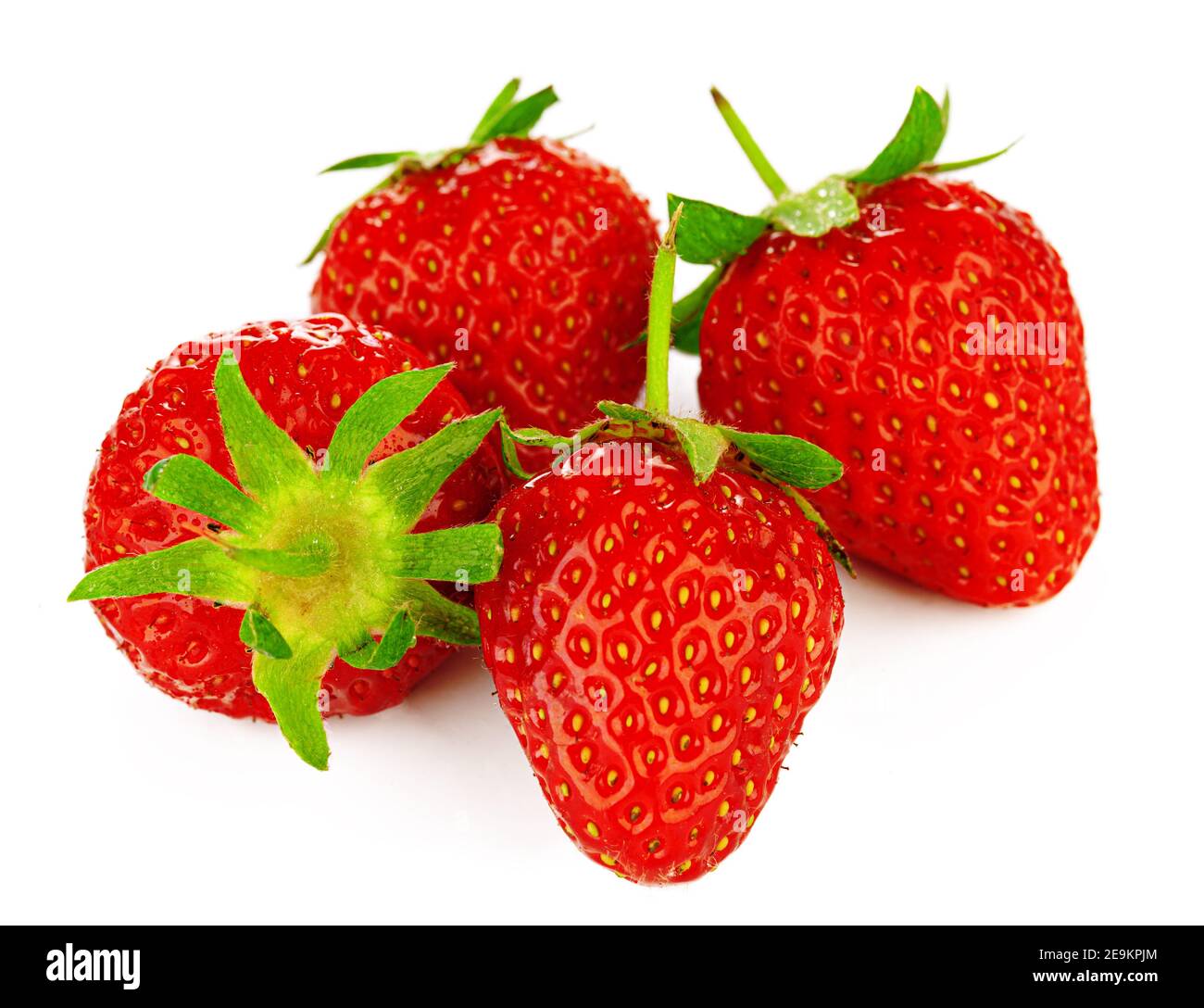 Group of strawberries with leaves isolated on a white background Stock ...