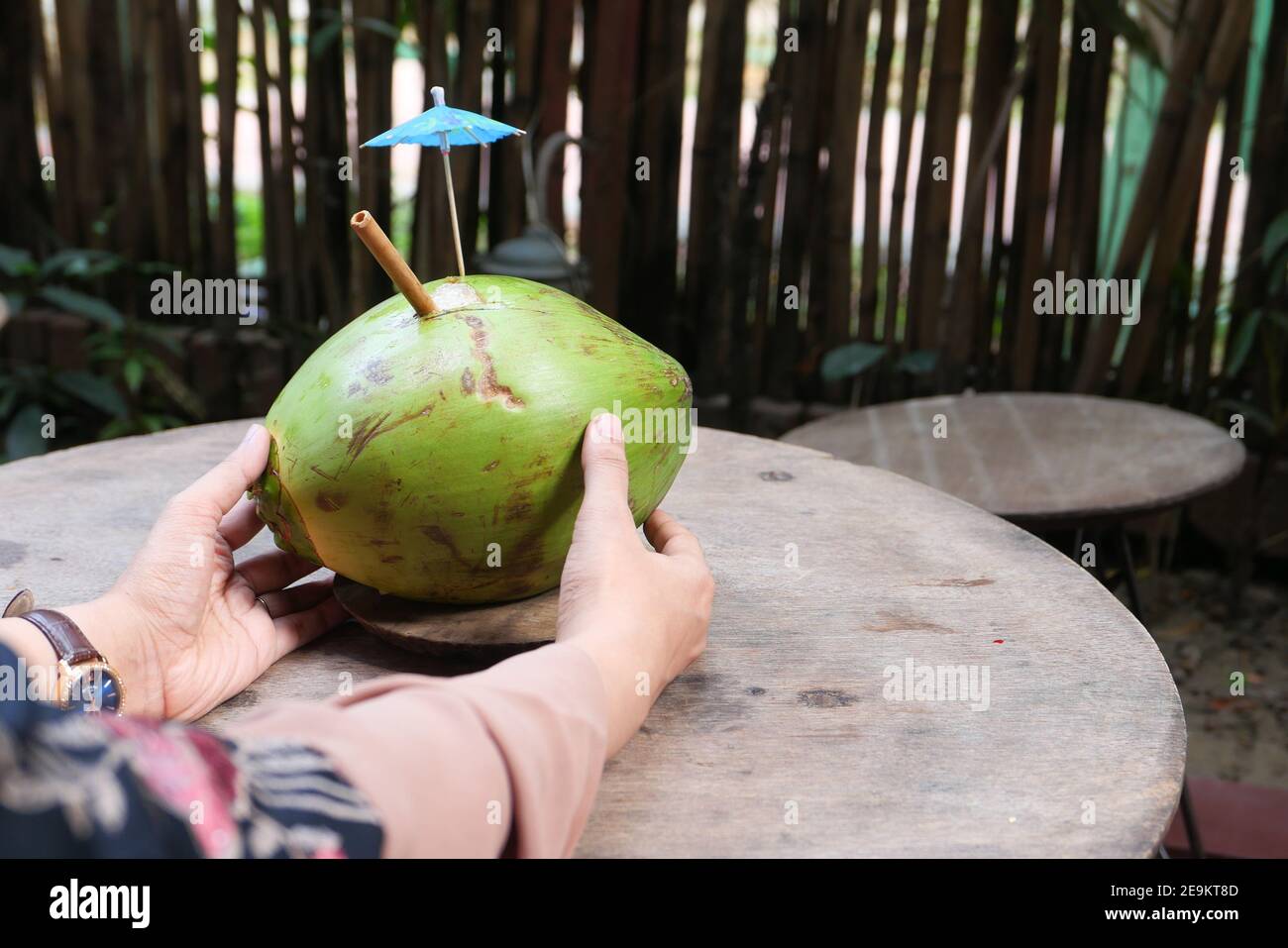 Coconut on table hi-res stock photography and images - Alamy