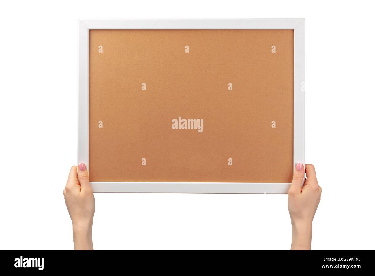 Female hands holding photo frame isolated on white Stock Photo - Alamy