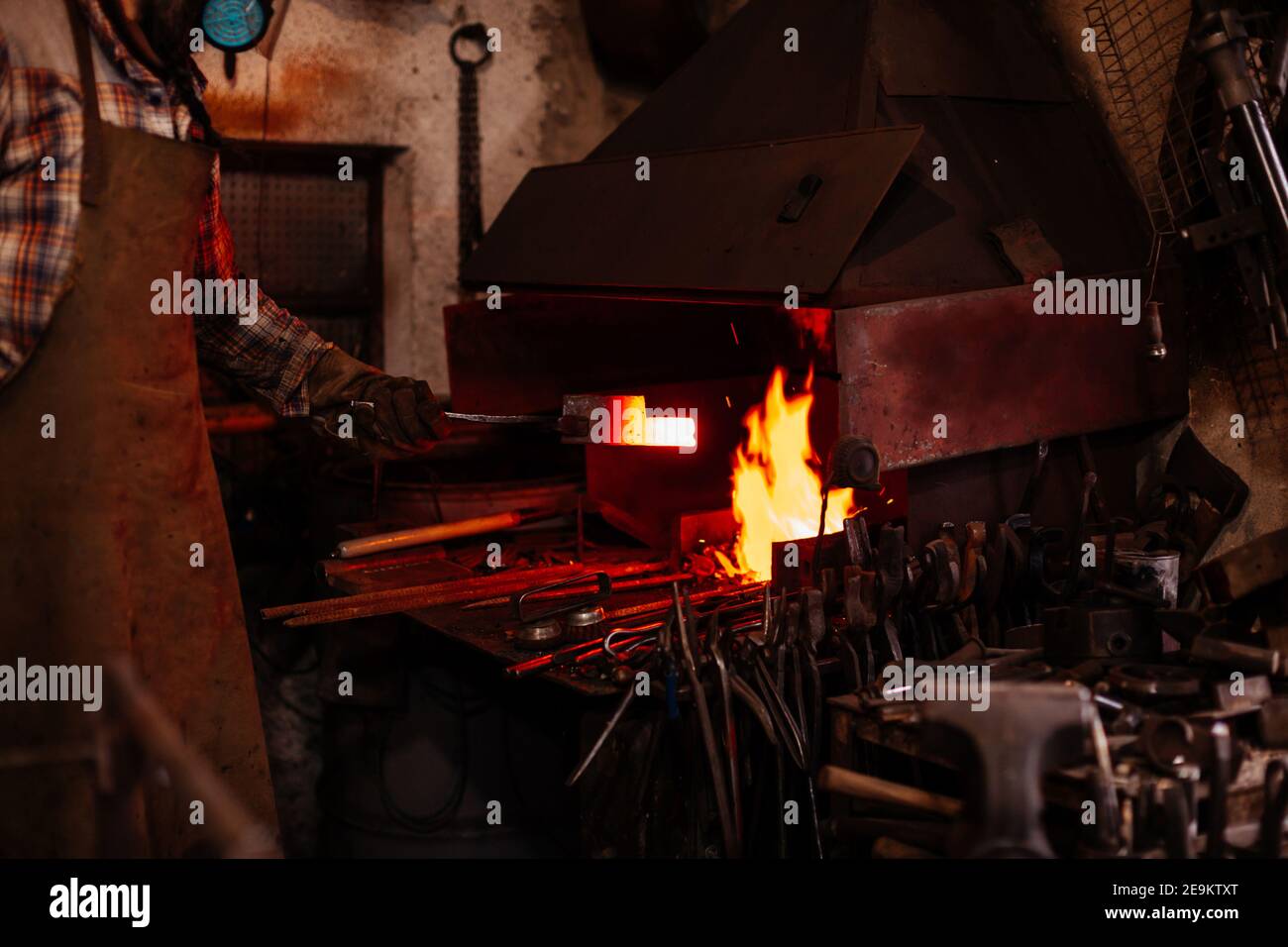 Fire of blacksmith in the blacksmith's workshop Stock Photo - Alamy