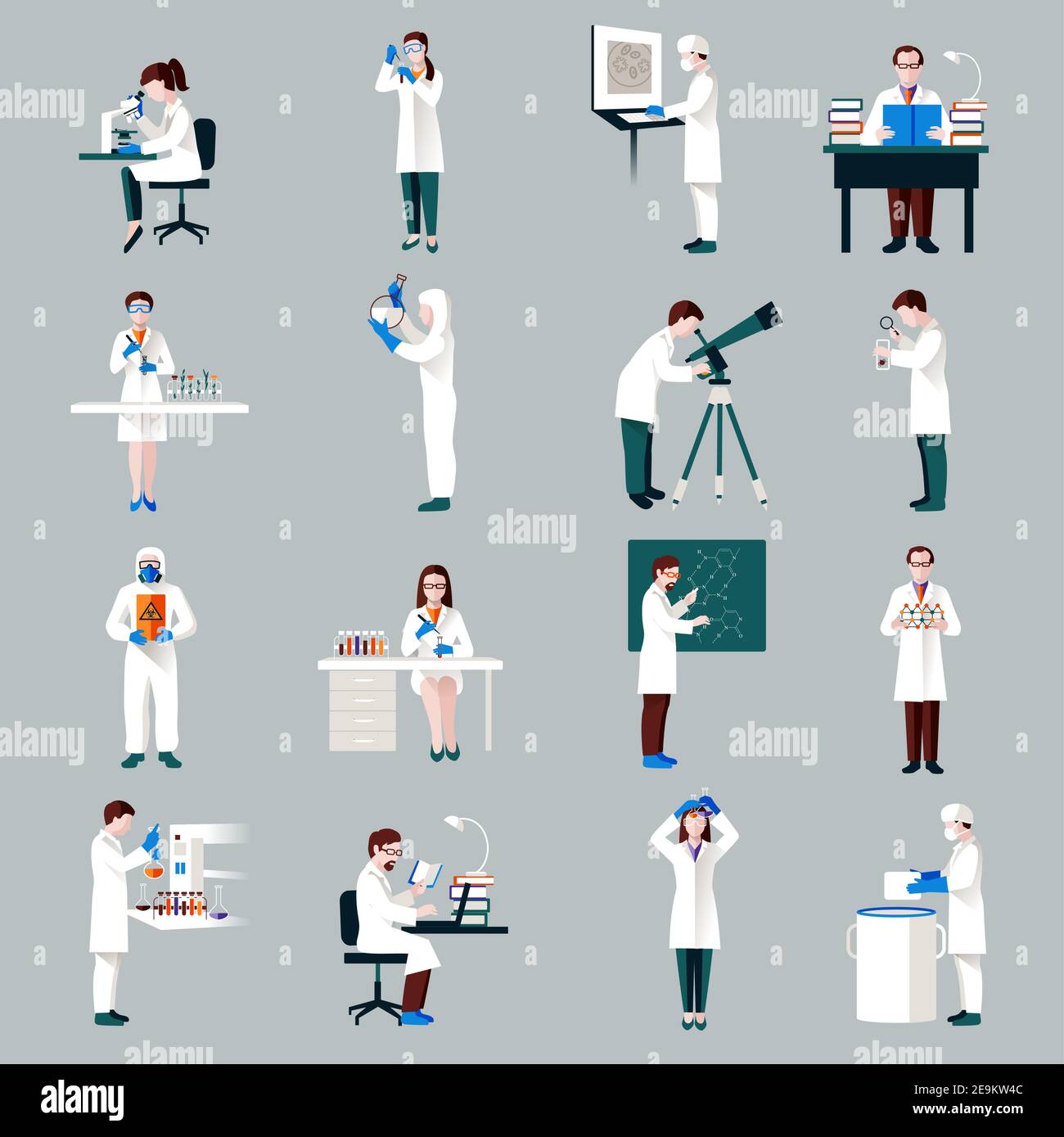 Scientists characters set with male and female people in laboratory ...