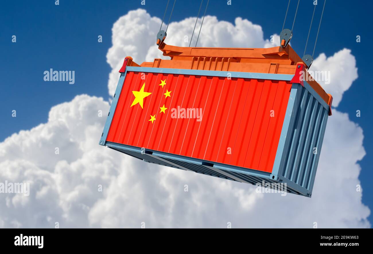 Shipping Container with China flag - 3D Rendering Stock Photo - Alamy