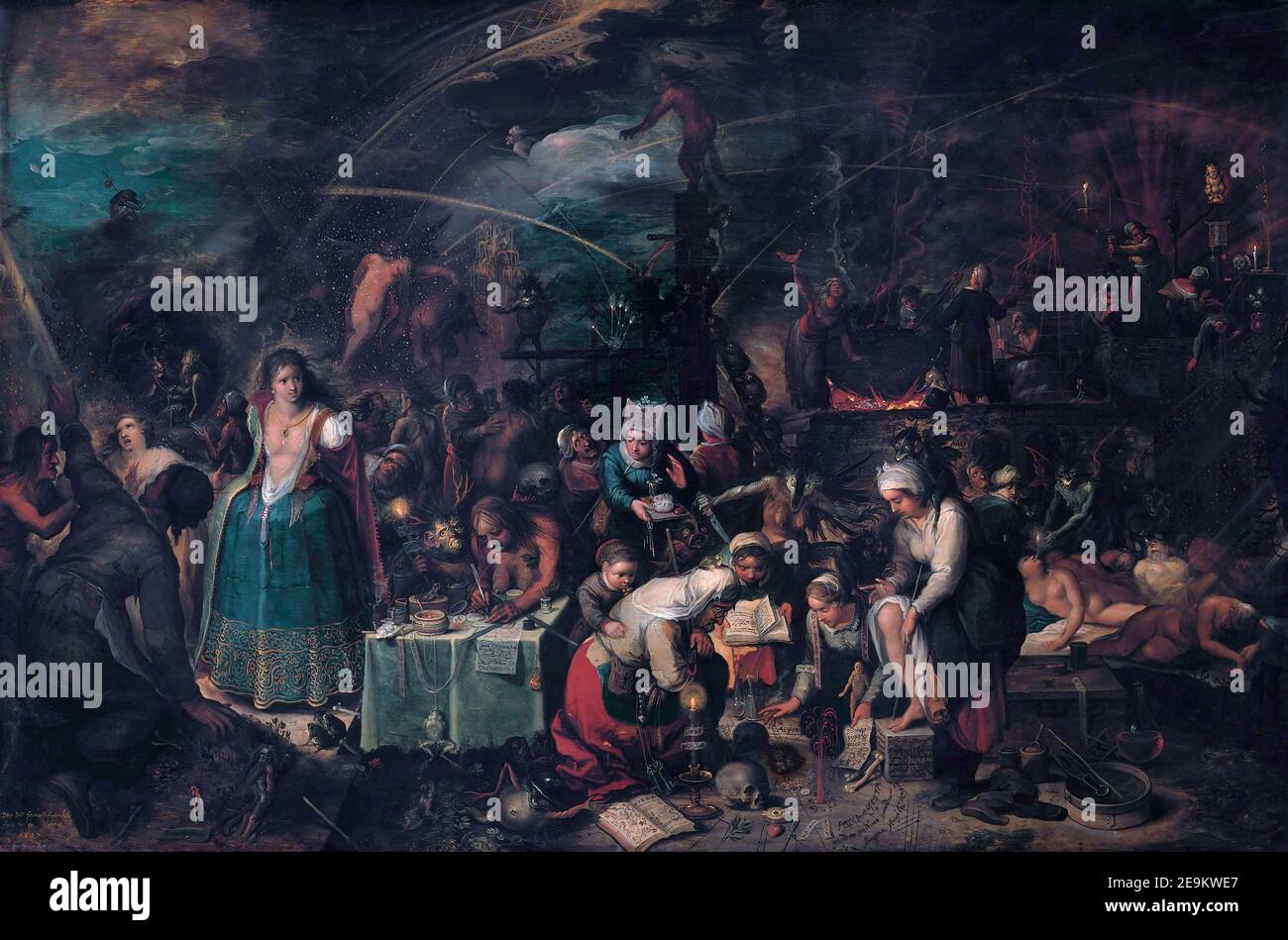 Vintage art depicting Hell, demons, angels etc Stock Photo - Alamy