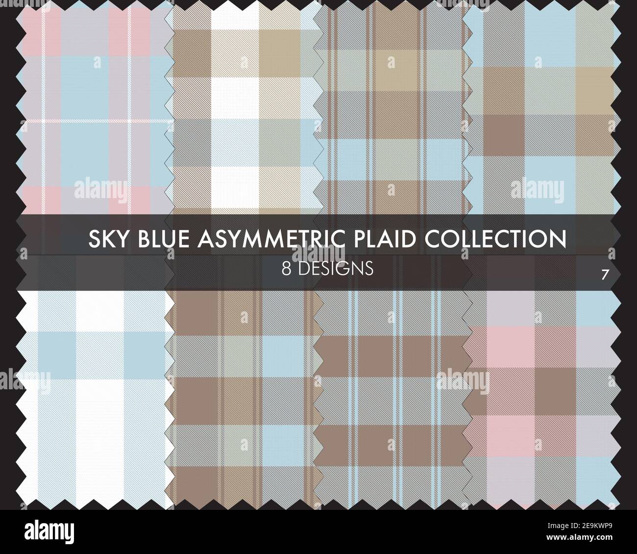 Asymmetric Plaid seamless pattern collection includes 8 designs for ...
