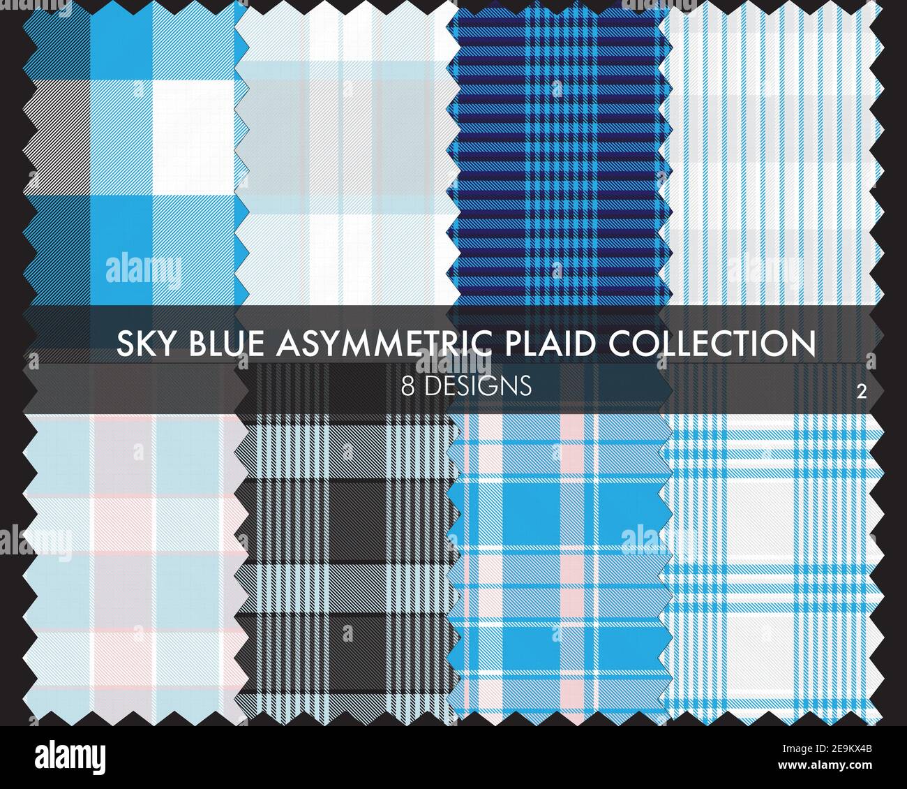 Asymmetric Plaid seamless pattern collection includes 8 designs for ...