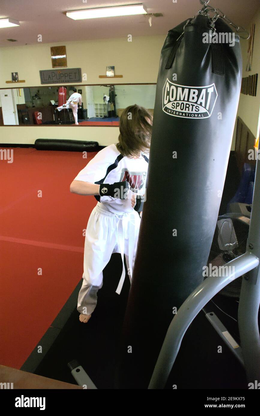 This action photo is of my son in his Karate class. Karate is a martial ...