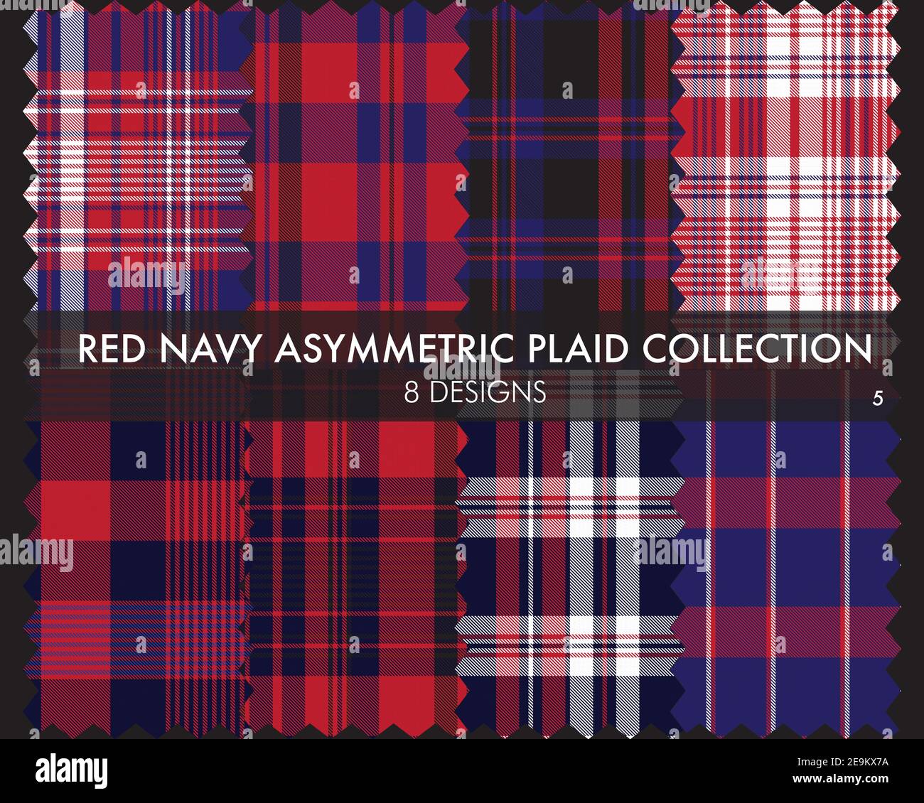 Asymmetric Plaid seamless pattern collection includes 8 designs for ...