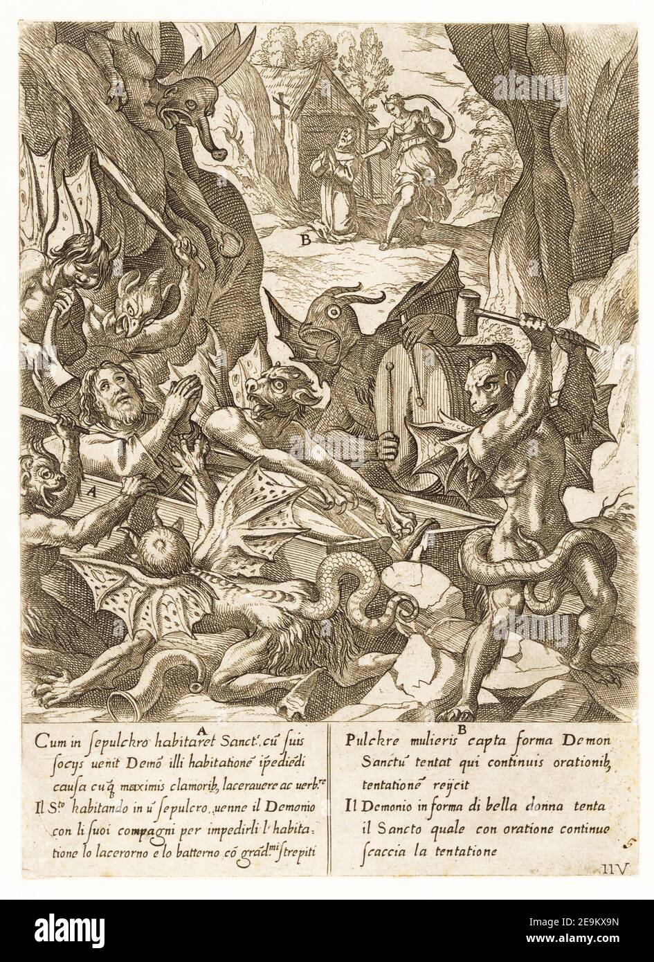 Vintage art depicting Hell, demons, angels etc Stock Photo - Alamy