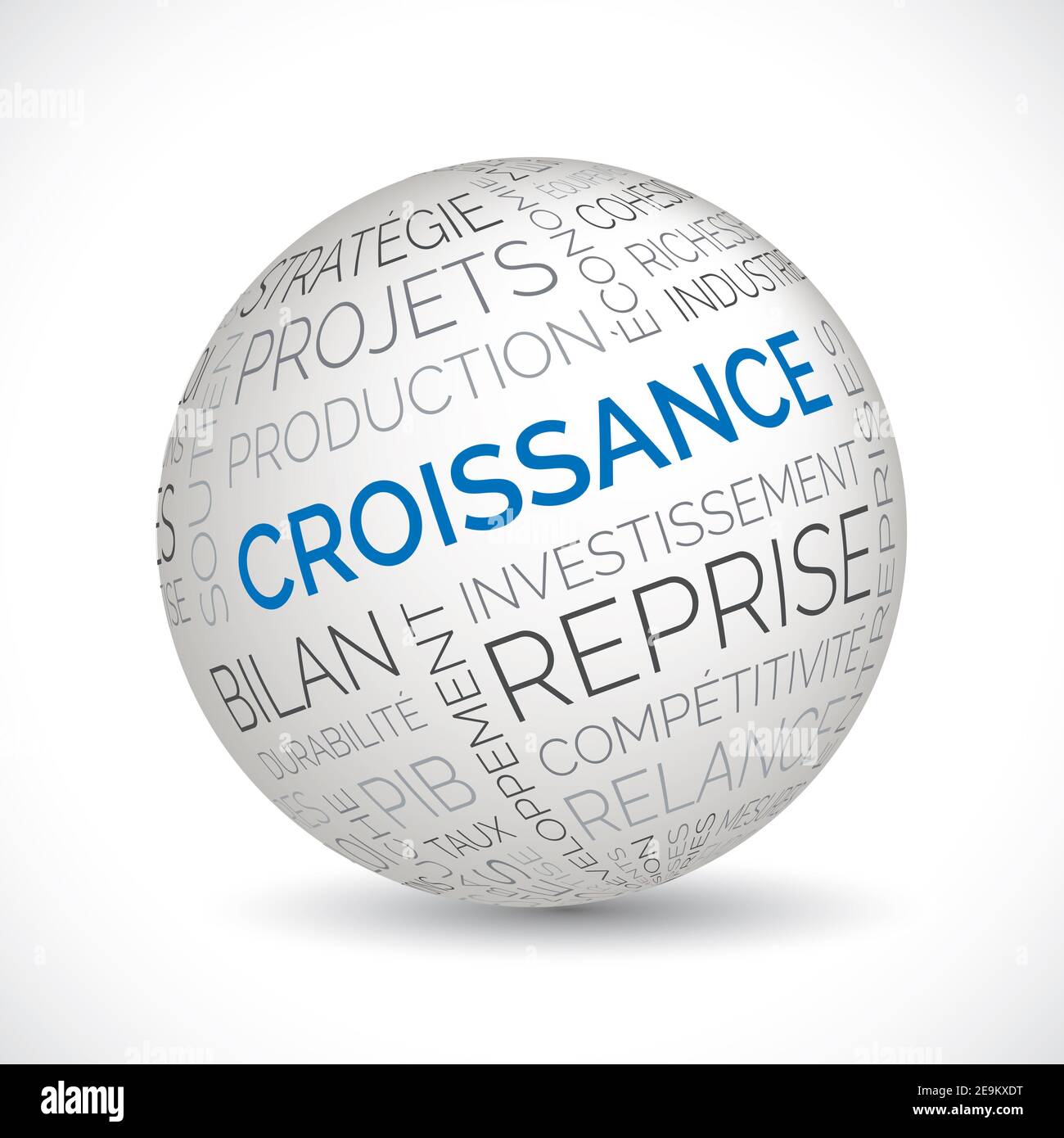 French economic growth theme sphere with keywords Stock Photo - Alamy