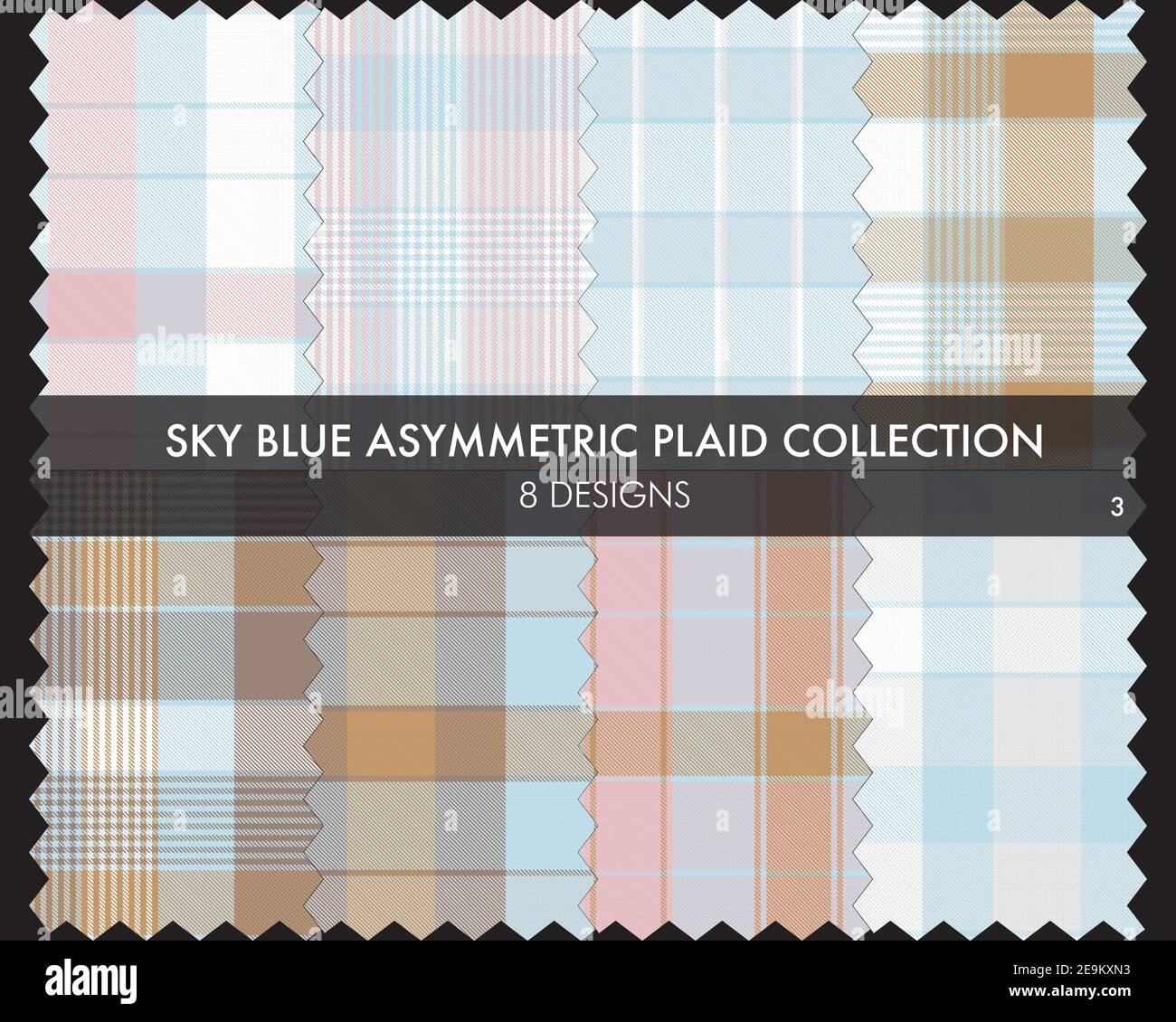Asymmetric Plaid seamless pattern collection includes 8 designs for ...