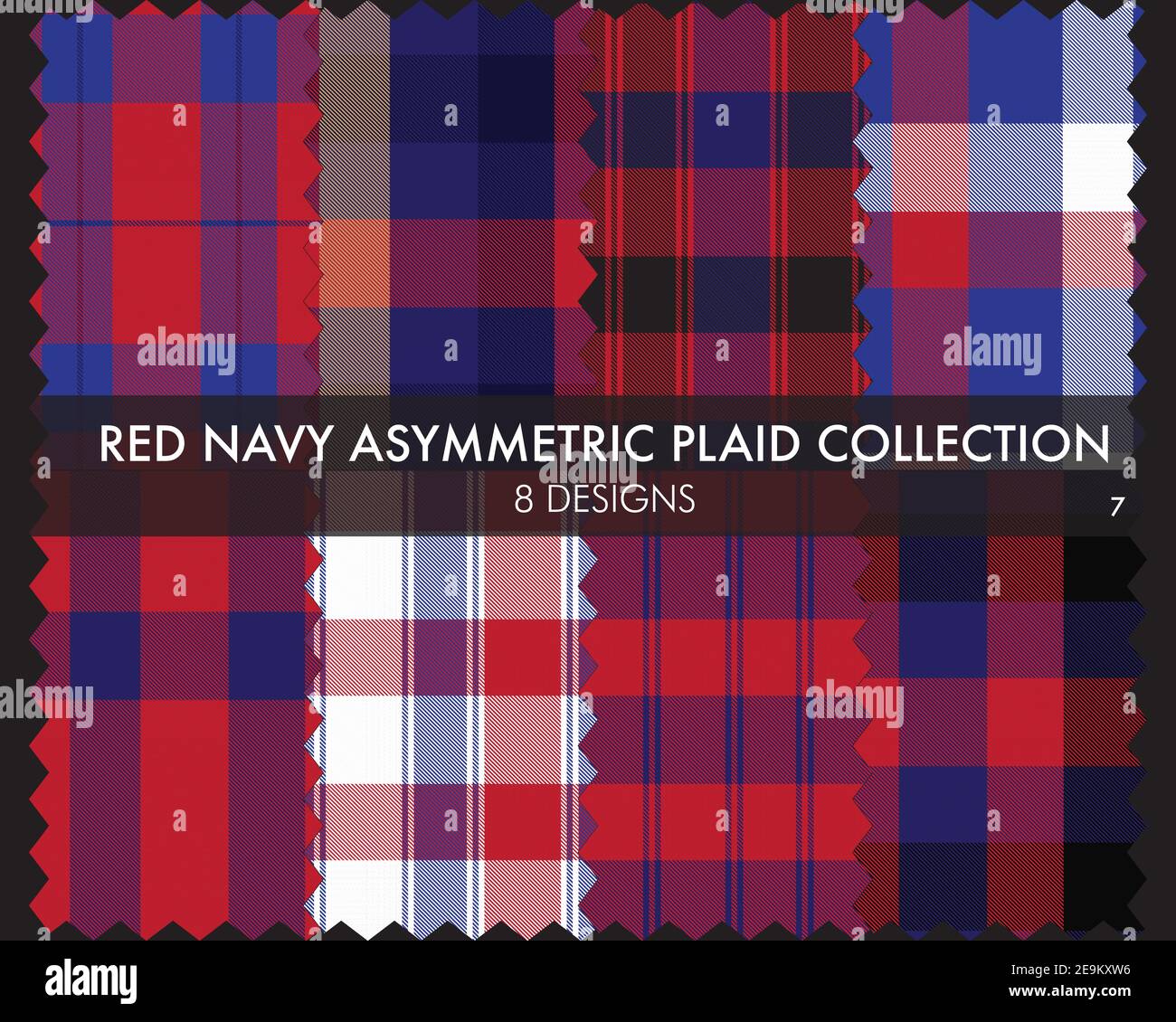 Asymmetric Plaid seamless pattern collection includes 8 designs for ...