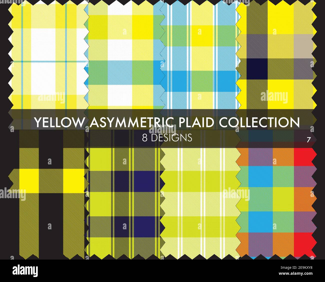 Asymmetric Plaid seamless pattern collection includes 8 designs for ...