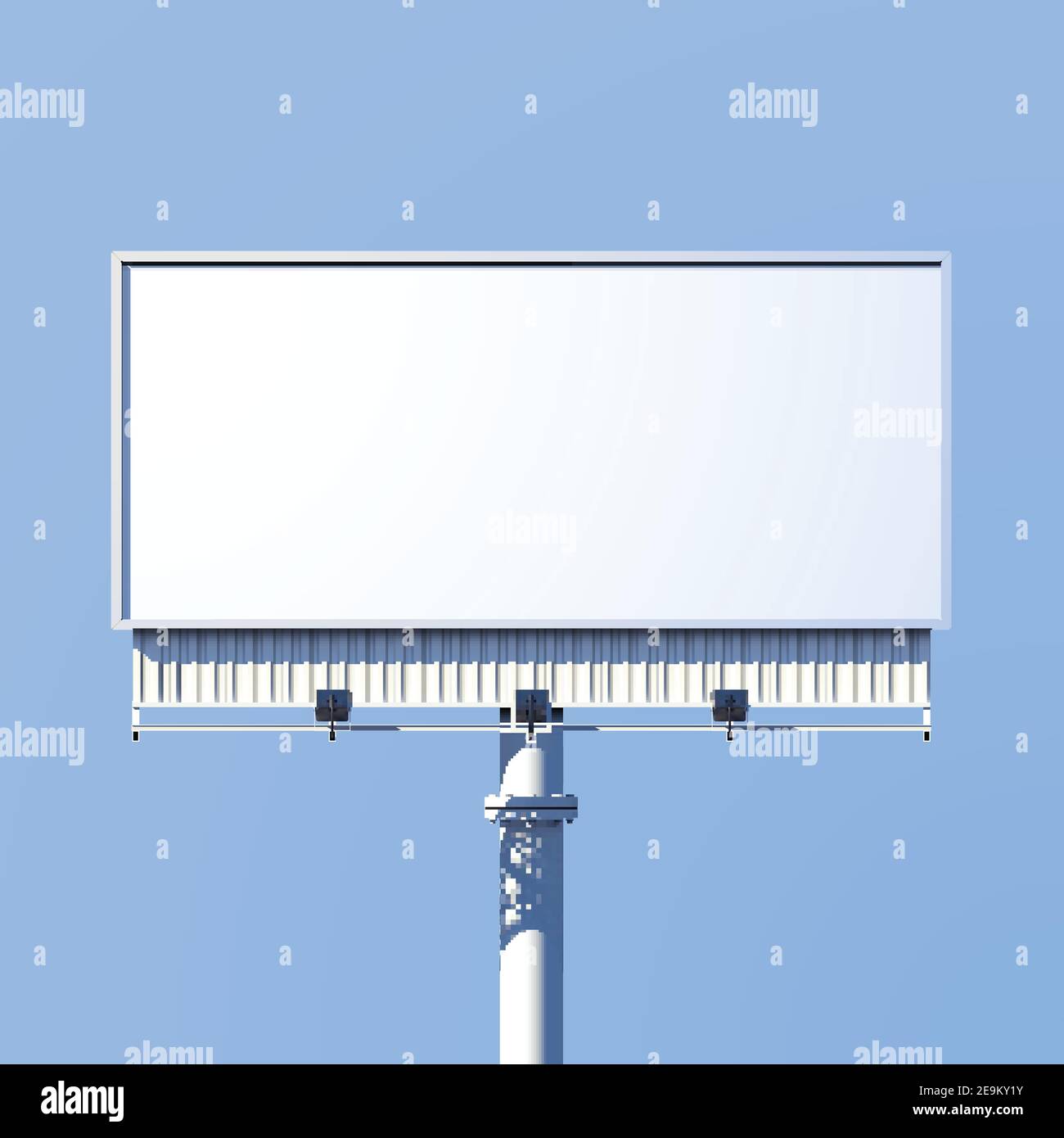 Realistic 3d outdoor advertising billboard sign isolated on blue ...