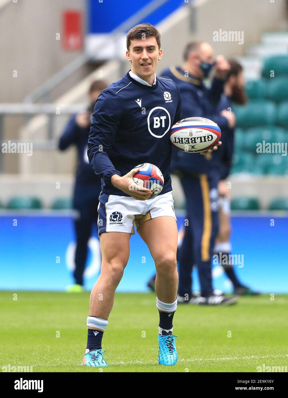 Scotland's Cameron Redpath during the team run at Twickenham Stadium ...