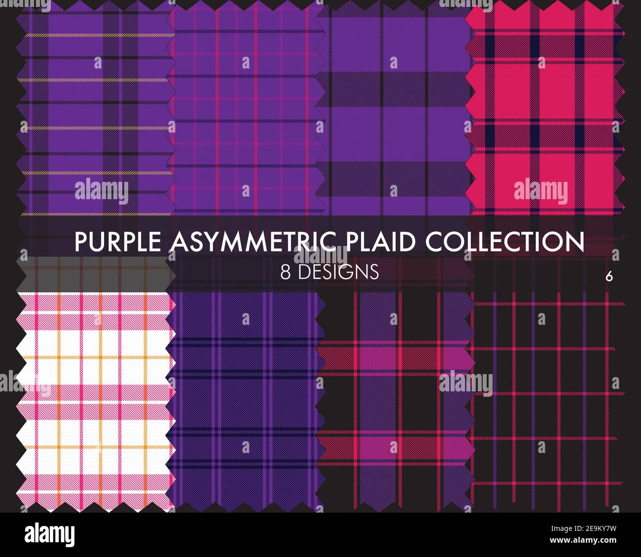 Asymmetric Plaid seamless pattern collection includes 8 designs for ...