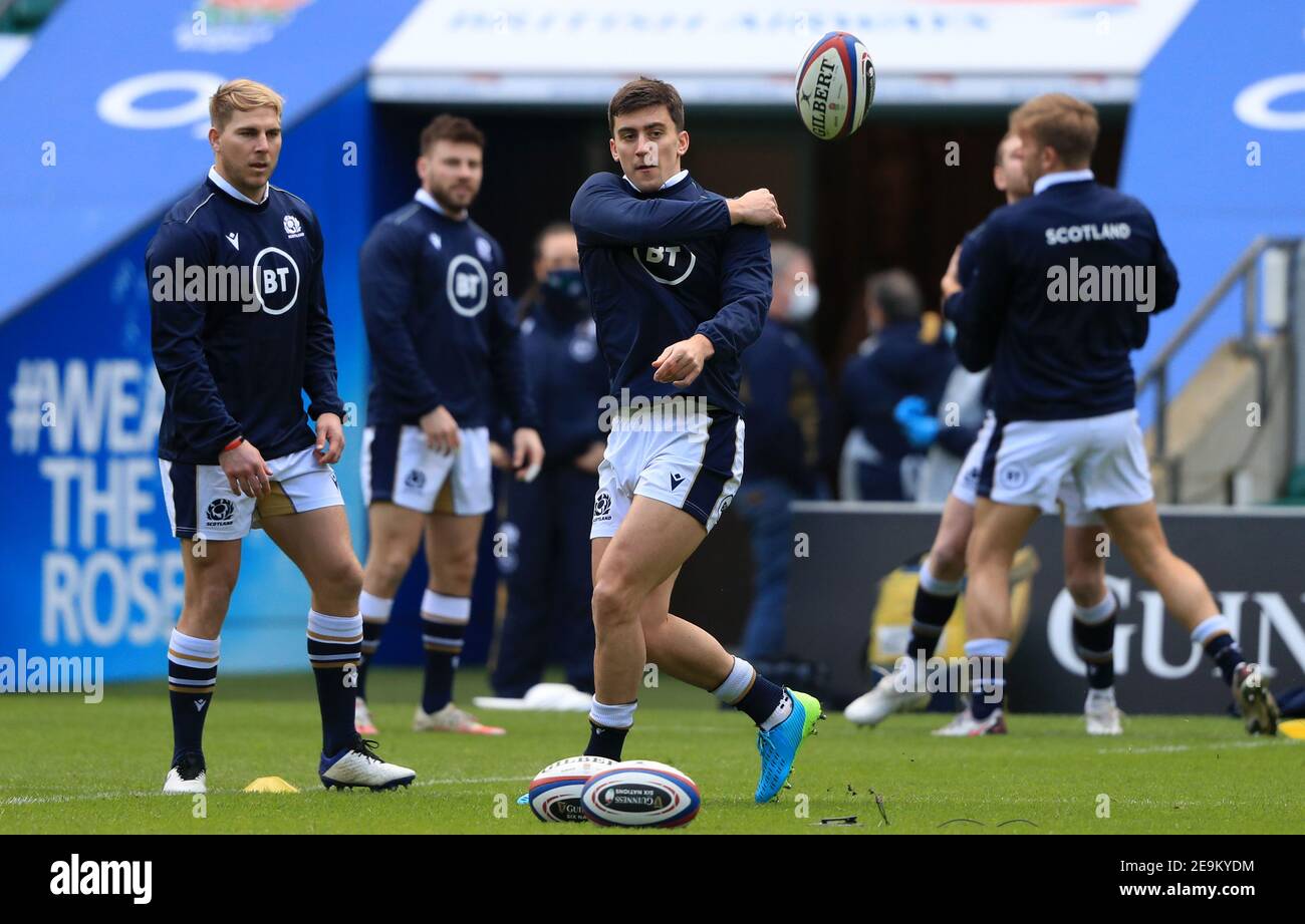 Scotland's Cameron Redpath (centre) during the team run at Twickenham ...