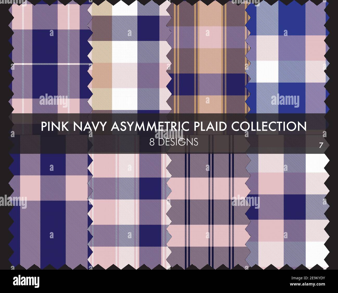 Asymmetric Plaid seamless pattern collection includes 8 designs for ...