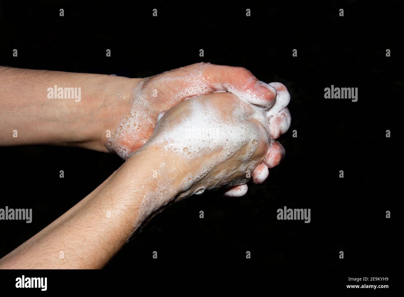 Isolated close-up of person washing hands. Cleaning and body care ...