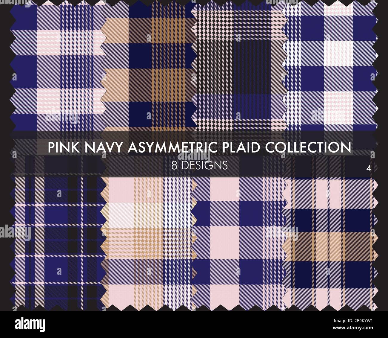 Asymmetric Plaid seamless pattern collection includes 8 designs for ...
