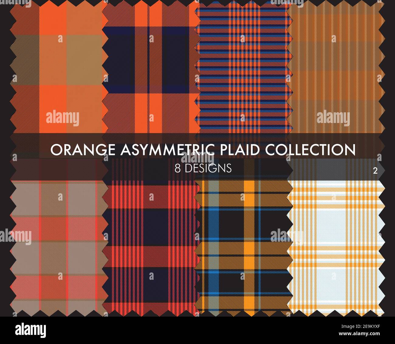 Asymmetric Plaid seamless pattern collection includes 8 designs for ...