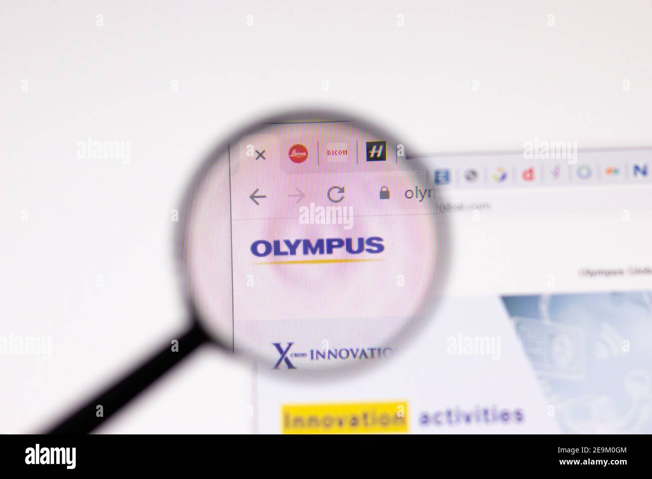 Los Angeles, USA - 1 February 2021: Olympus website page. Olympus ...