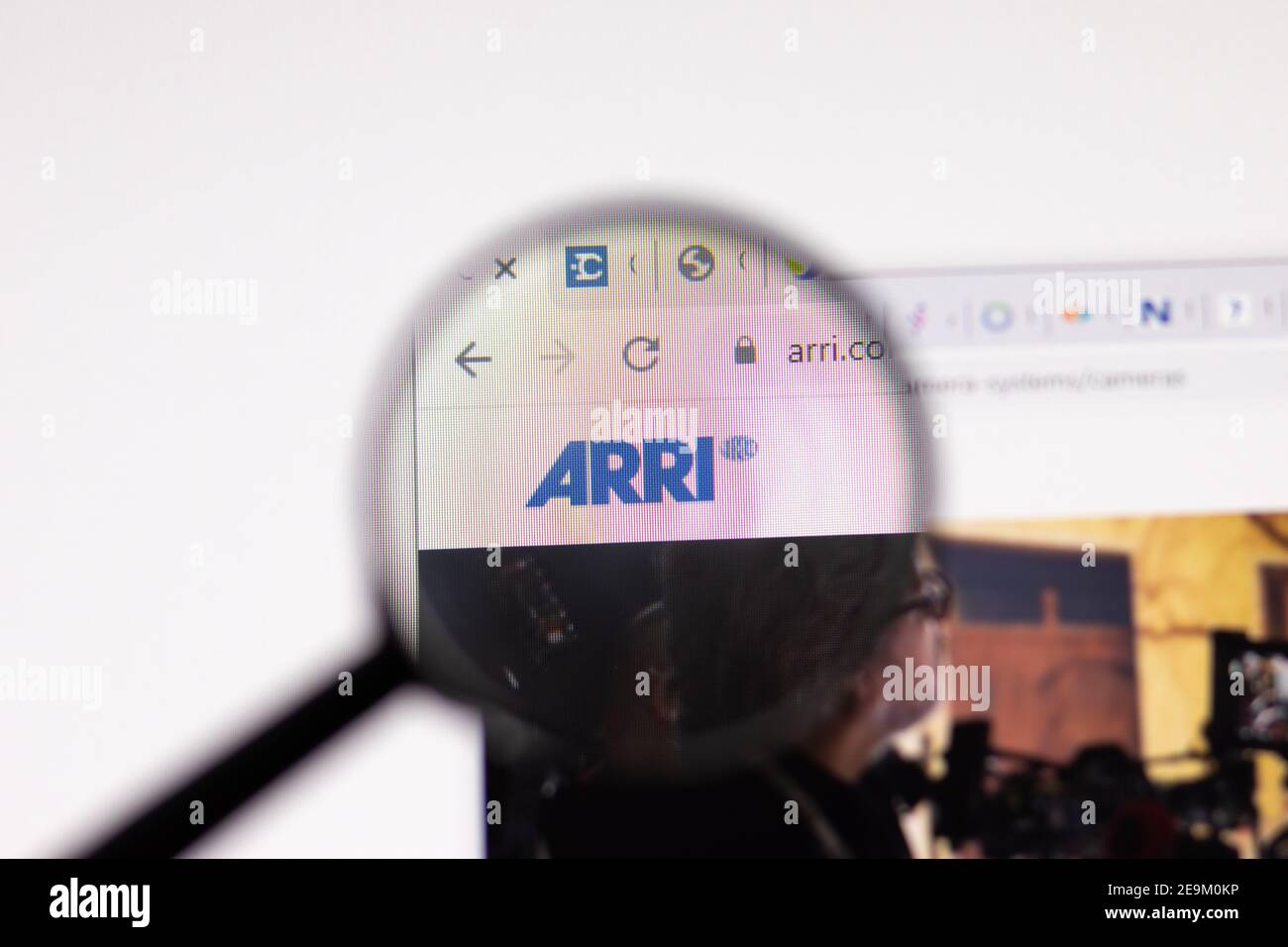 Los Angeles, USA - 1 February 2021: ARRI website page. Arri.com logo on ...