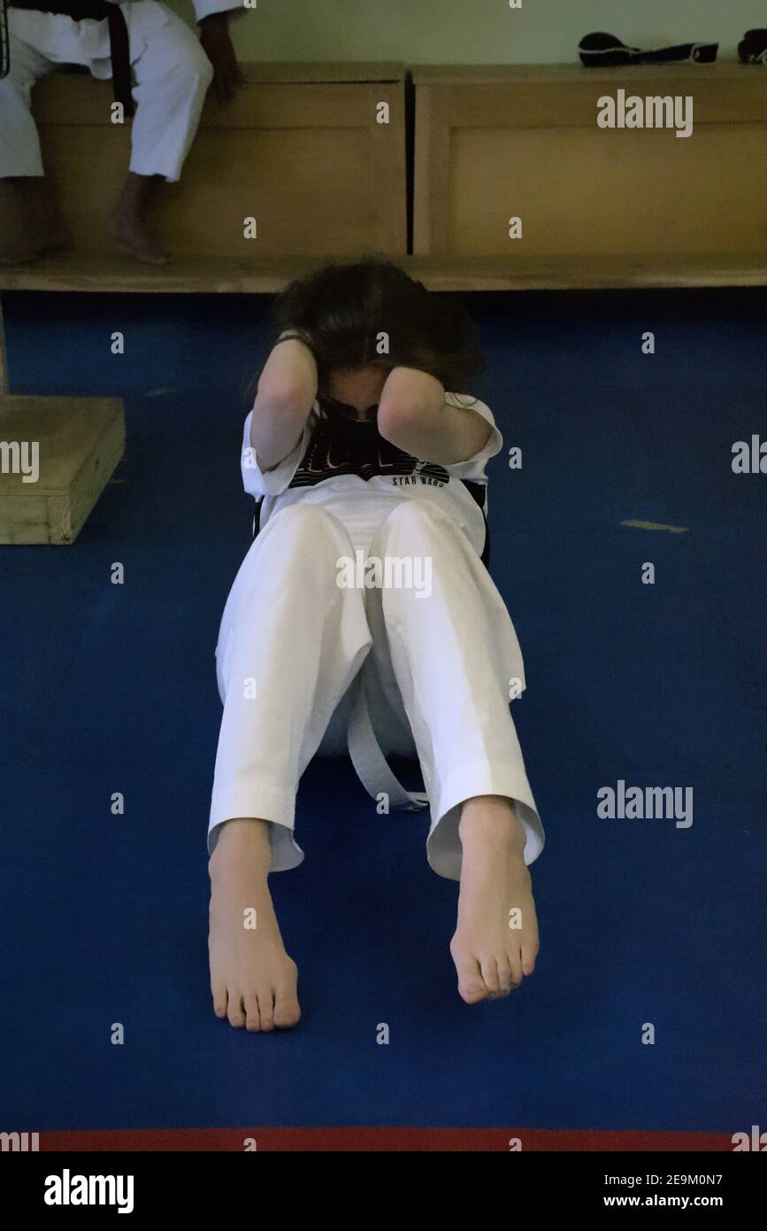 This action photo is of my son in his Karate class. Karate is a martial ...