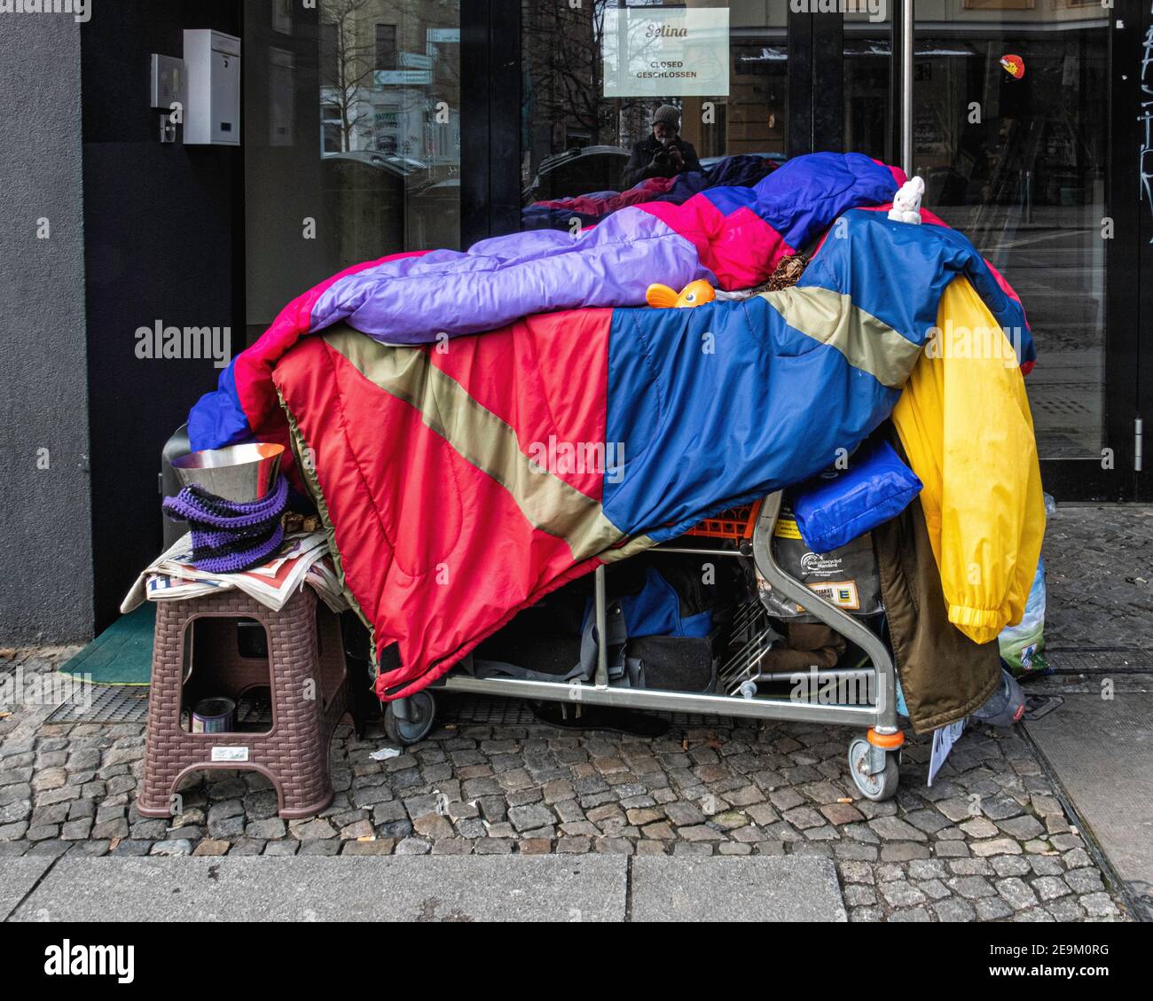 Home & possessions of homeless person on shopping trolley in Alte ...