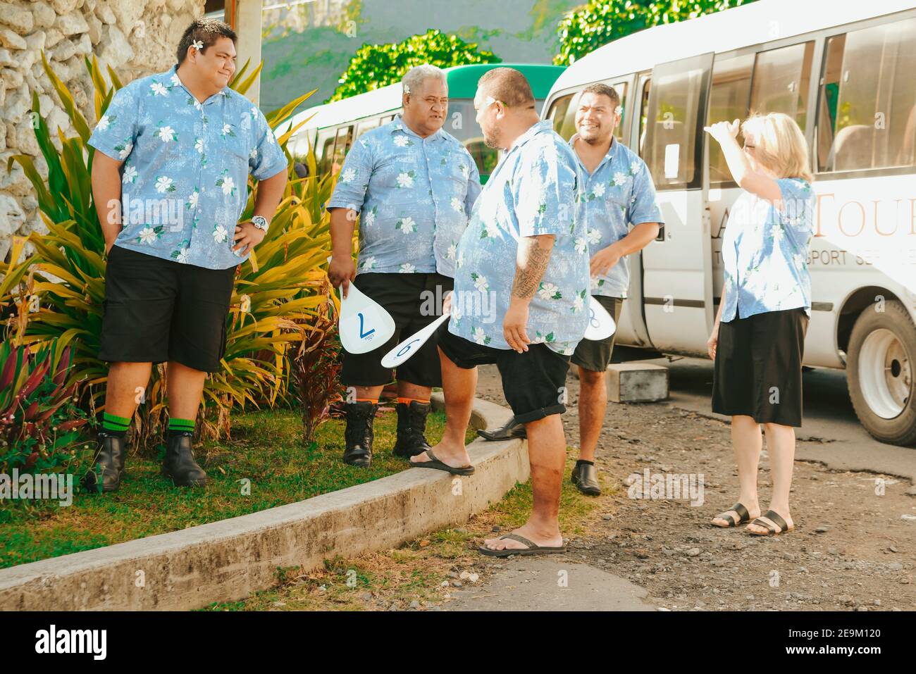 Rarotonga, Cook Island: 09 May 2019: view of People workers in ...