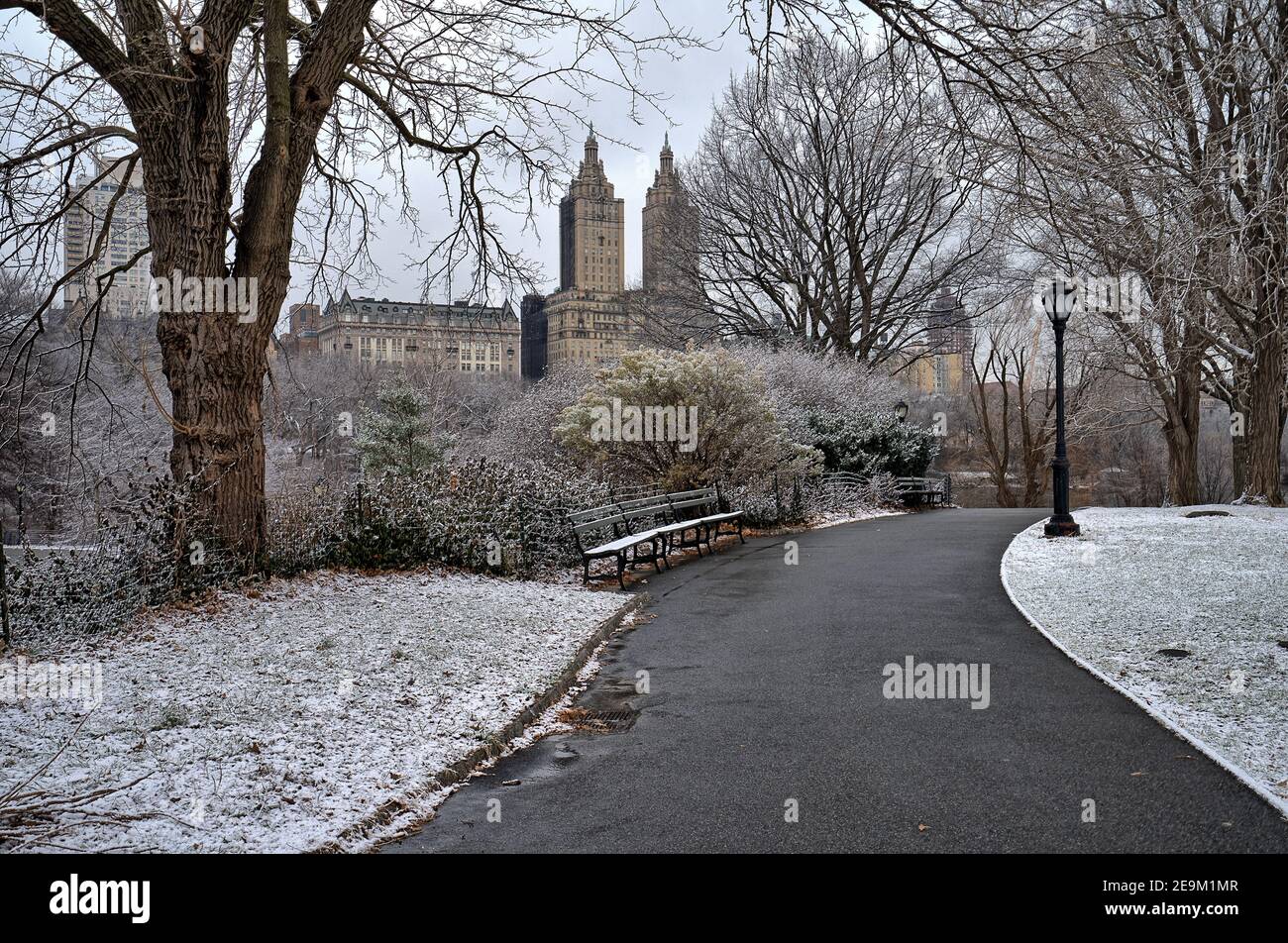 Central Park in winter after snow storm Stock Photo - Alamy