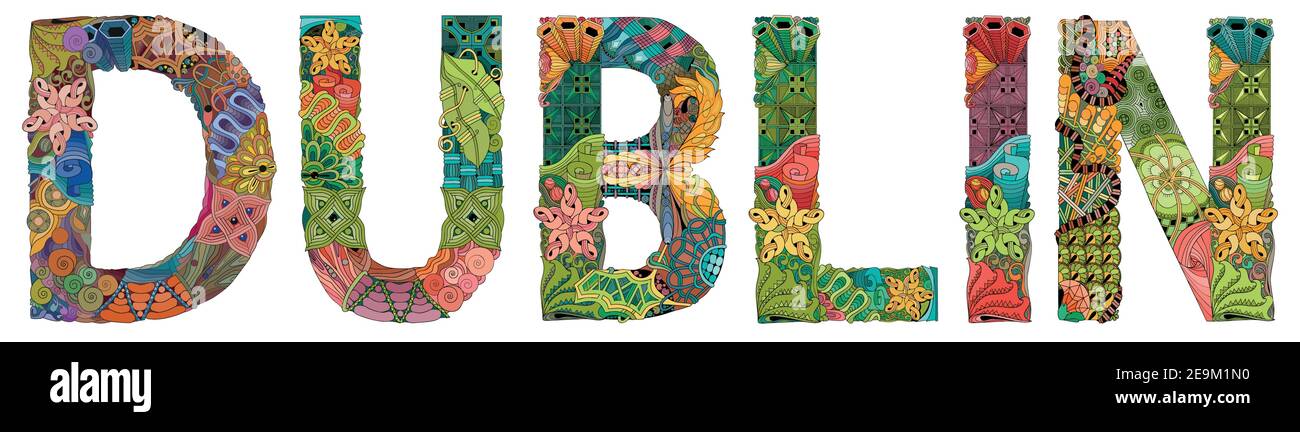 Hand-painted art design. Illustration Dublin city is the capital of ...