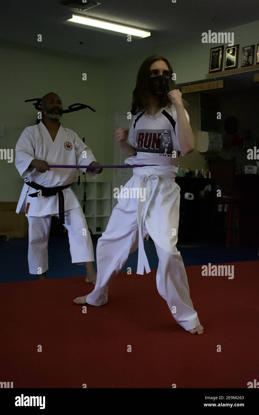 This action photo is of my son and his classmates in a Karate class ...