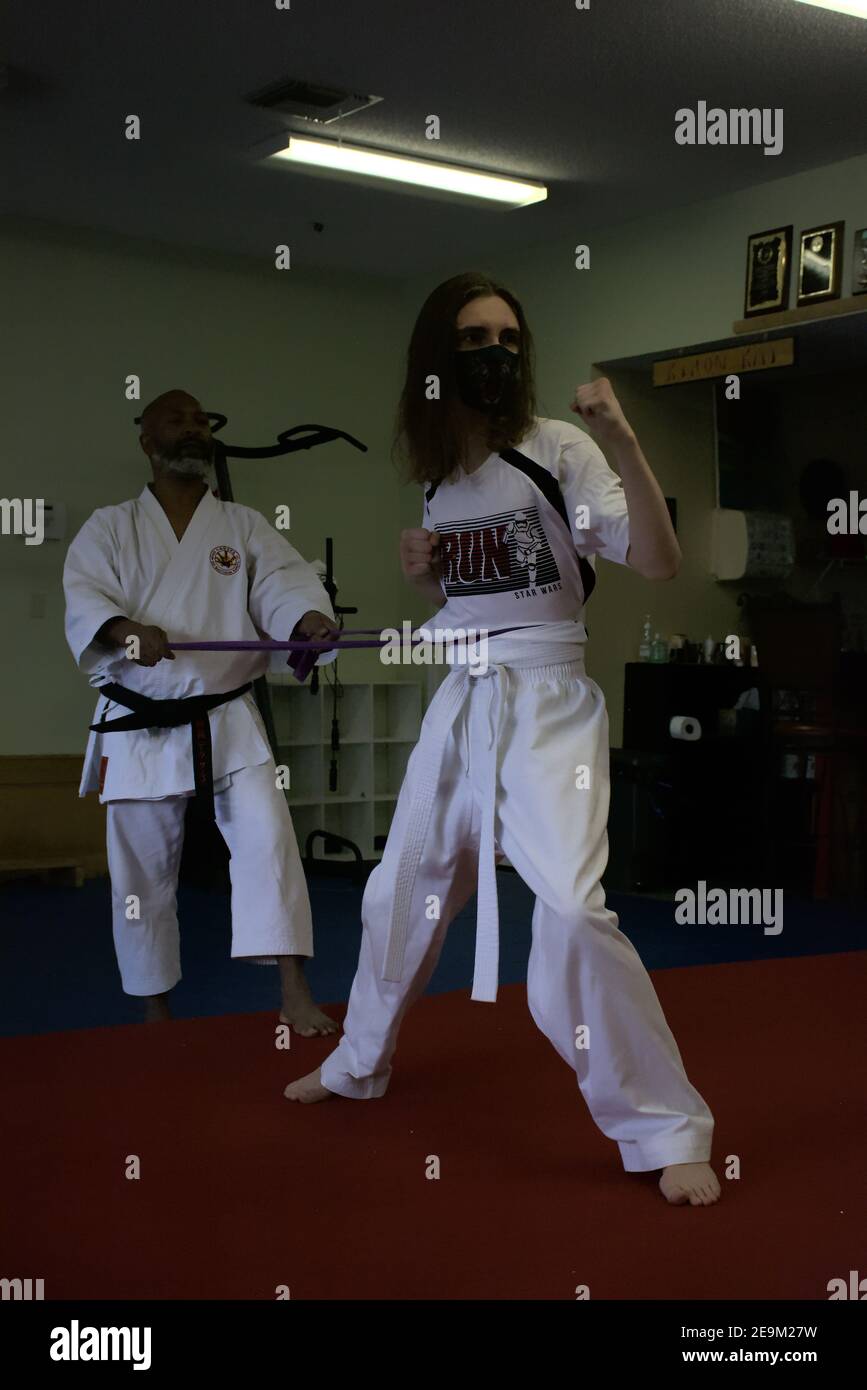 This action photo is of my son and his classmates in a Karate class ...