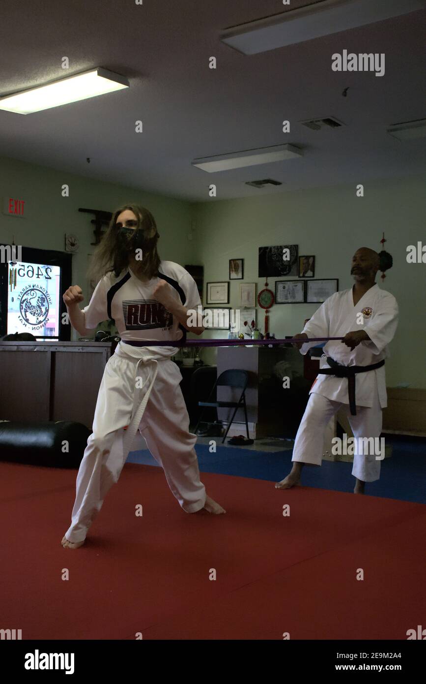 This action photo is of my son and his classmates in a Karate class ...