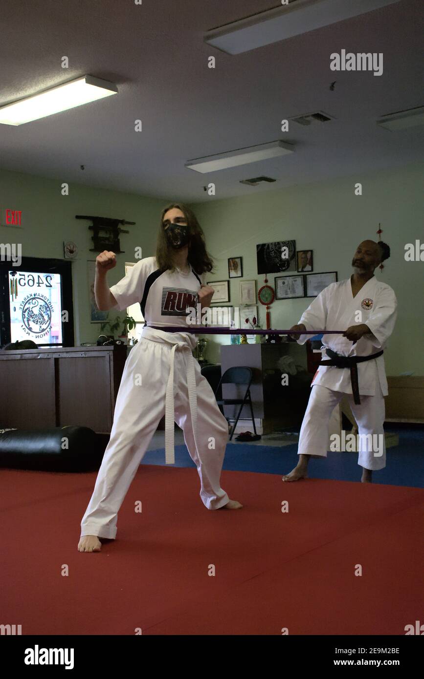 This action photo is of my son and his classmates in a Karate class ...