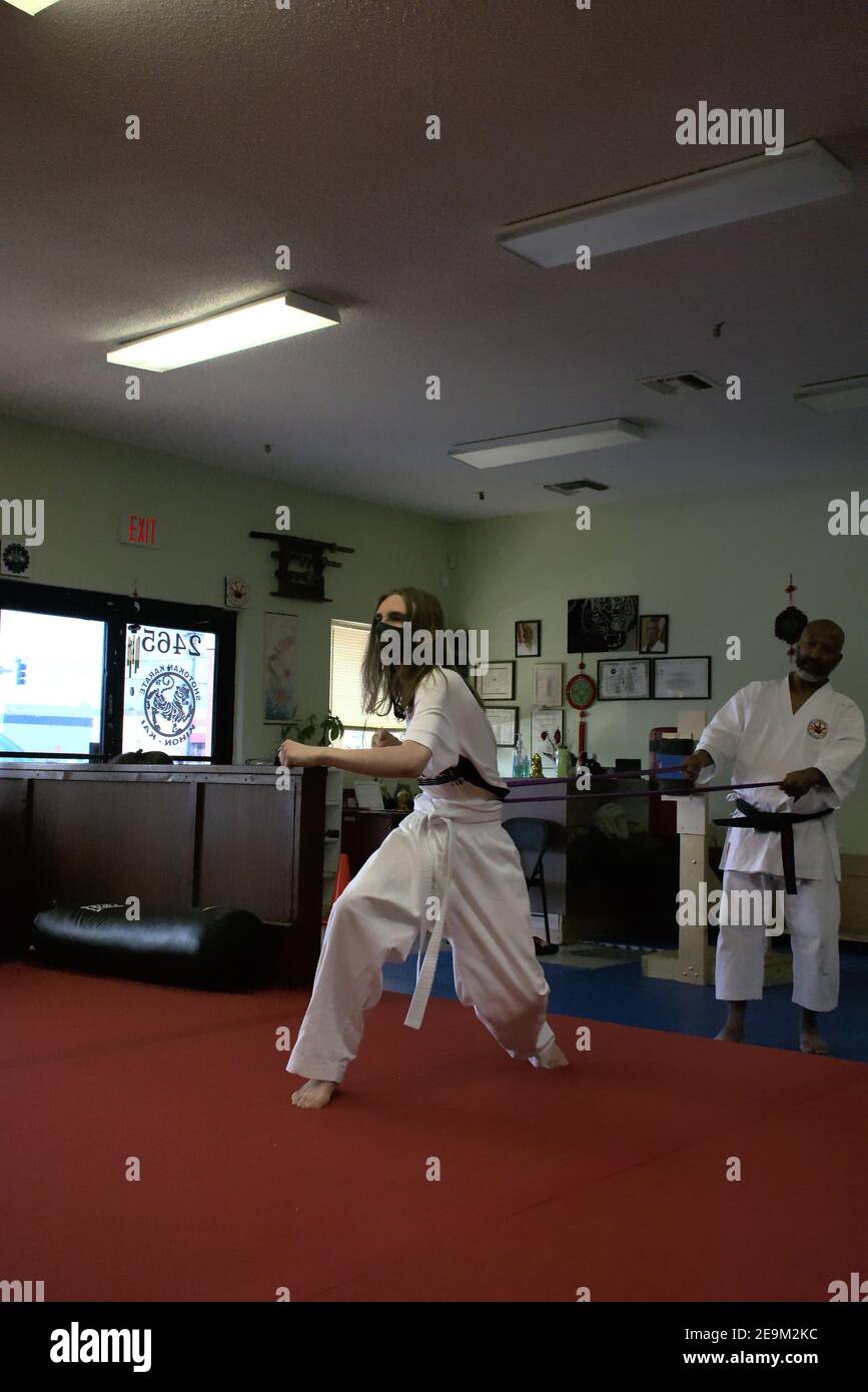 This action photo is of my son and his classmates in a Karate class ...