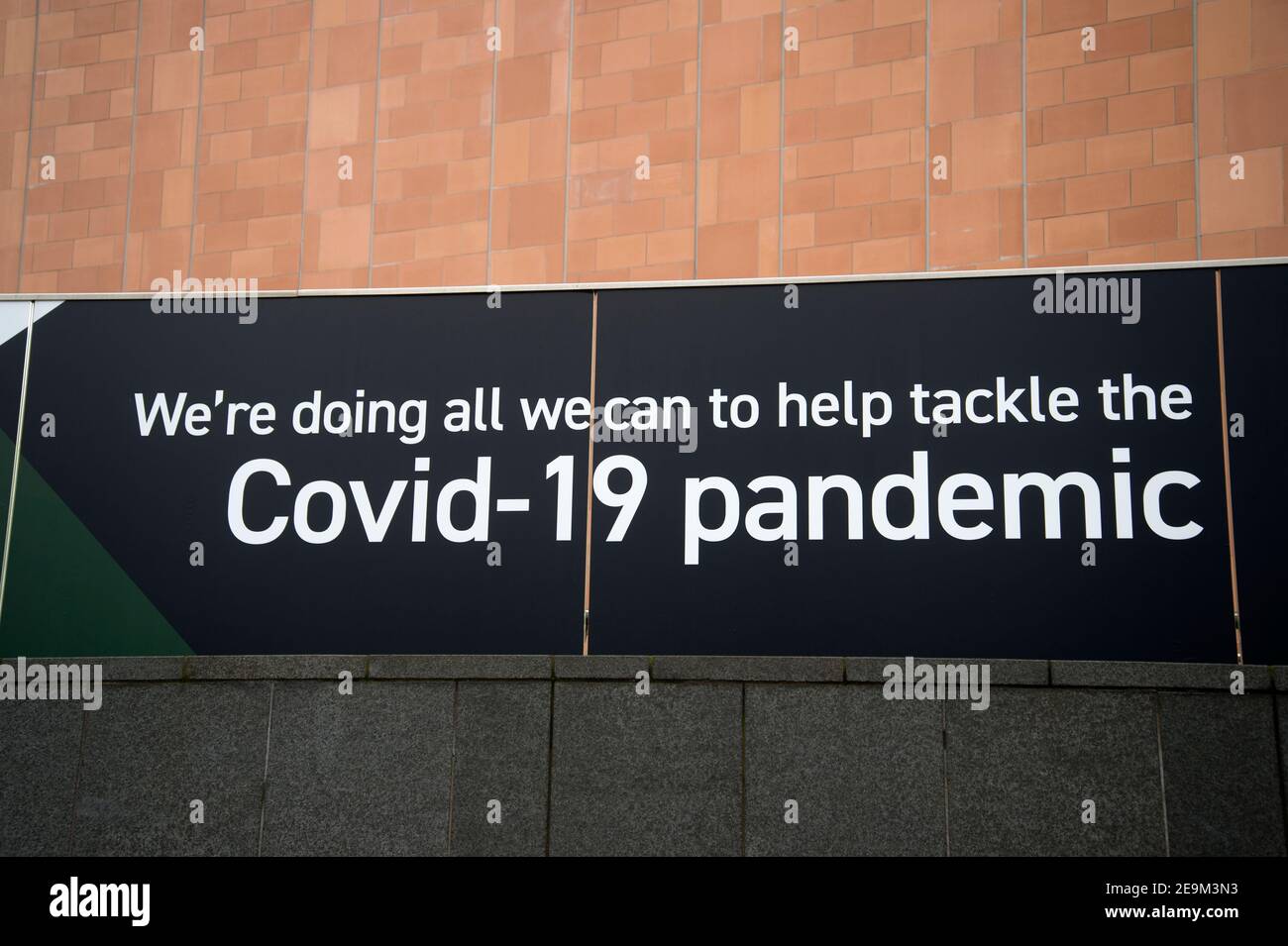 London, Kings Cross. Francis Crick Institute. Sign saying 'We're doing ...