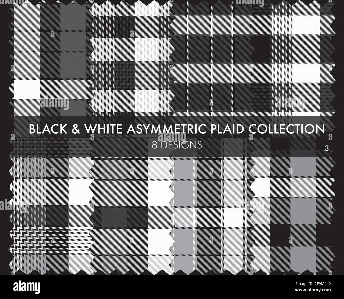 Asymmetric Plaid seamless pattern collection includes 8 designs for ...