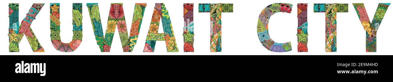Hand-painted art design. Illustration Kuwait city is the capital of ...