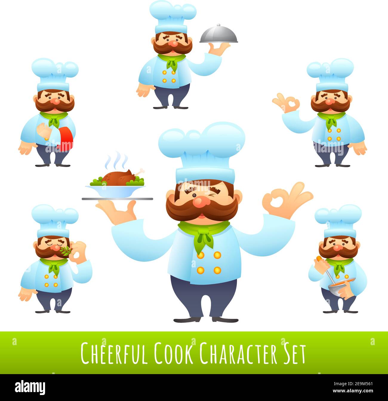 Male cook in uniform restaurant professional cartoon characters set ...