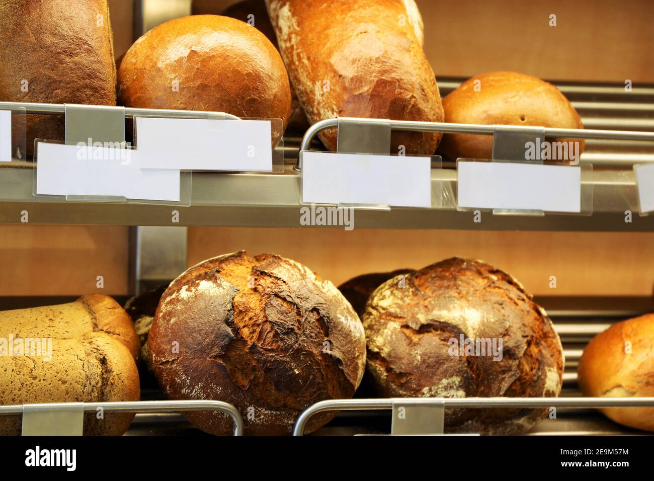 Bakery counter with fresh and crusty bread Stock Photo - Alamy