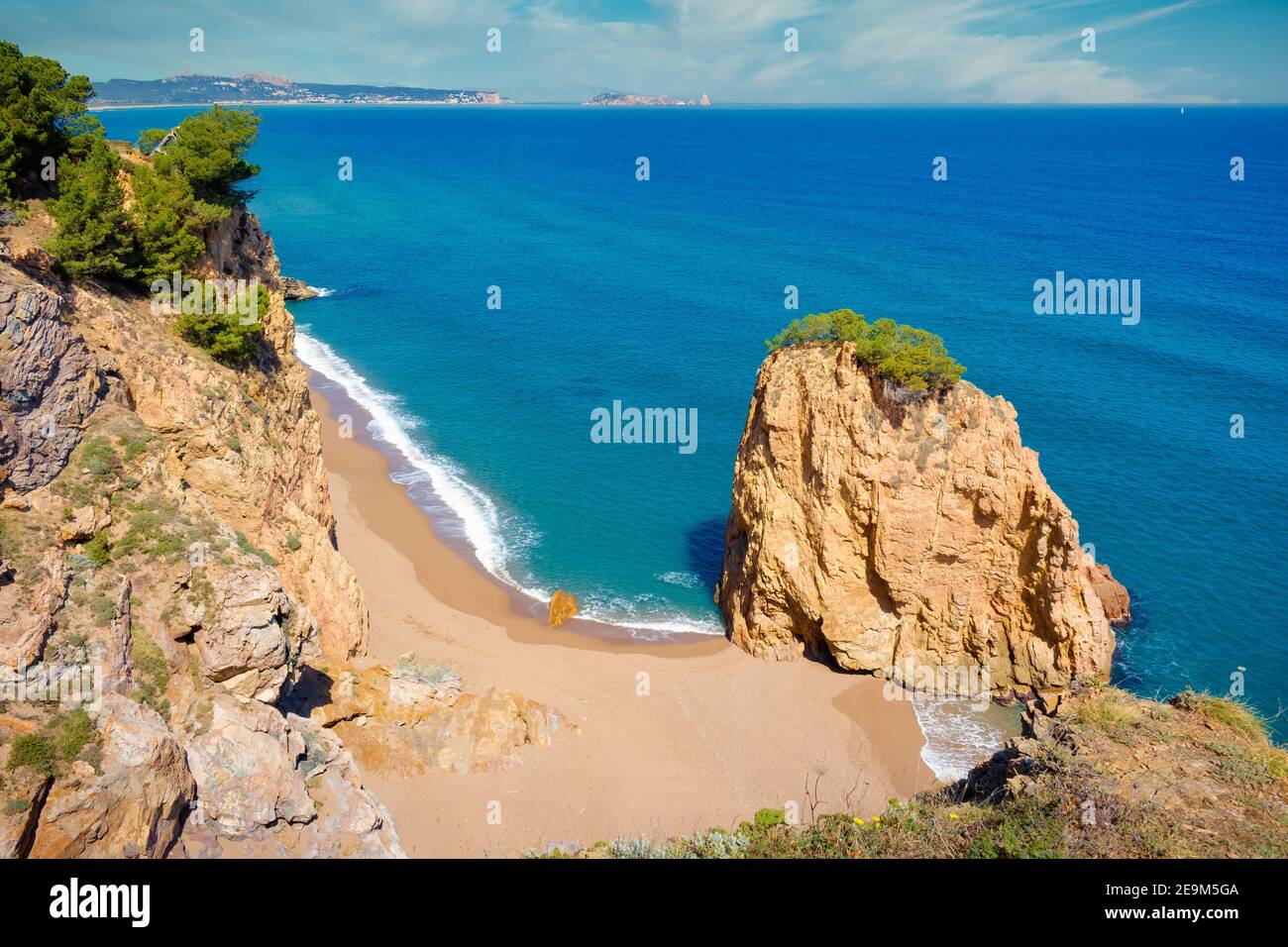View of the Red Island from the coastal path of Sa Riera beach to Pals ...