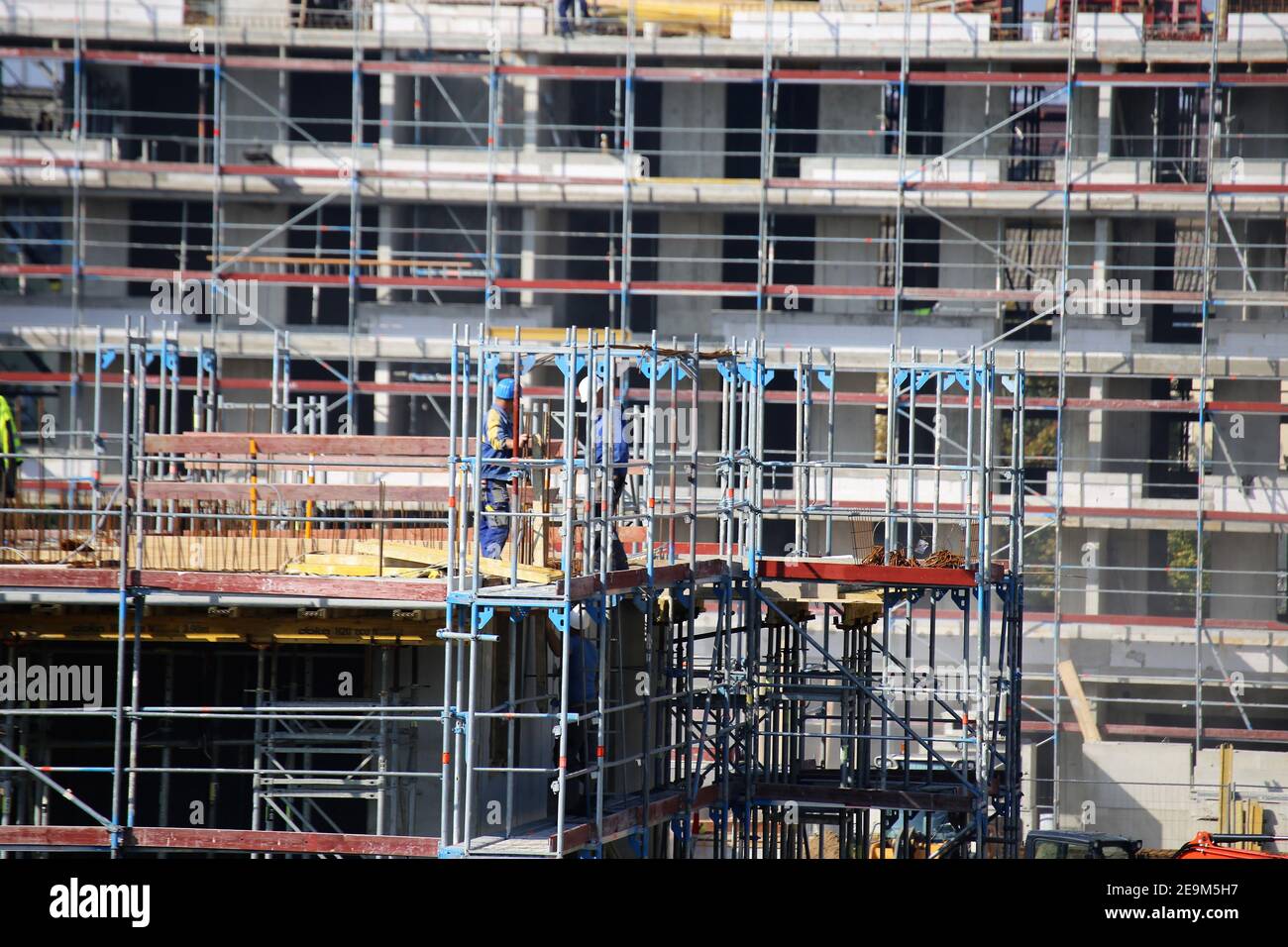 Large construction site in a newly developed residential area. Several ...