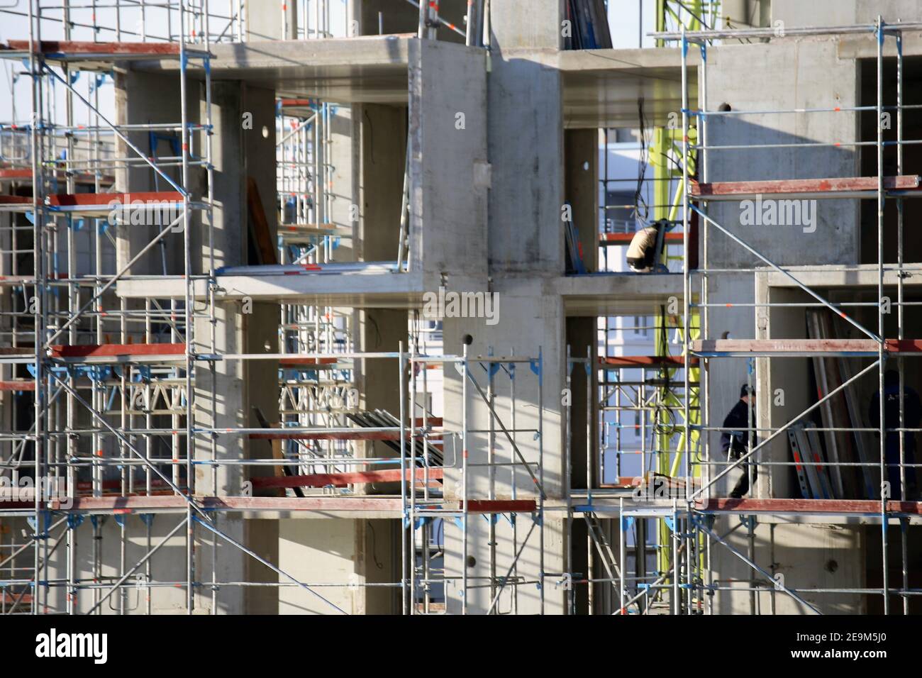Large construction site in a newly developed residential area. Several ...