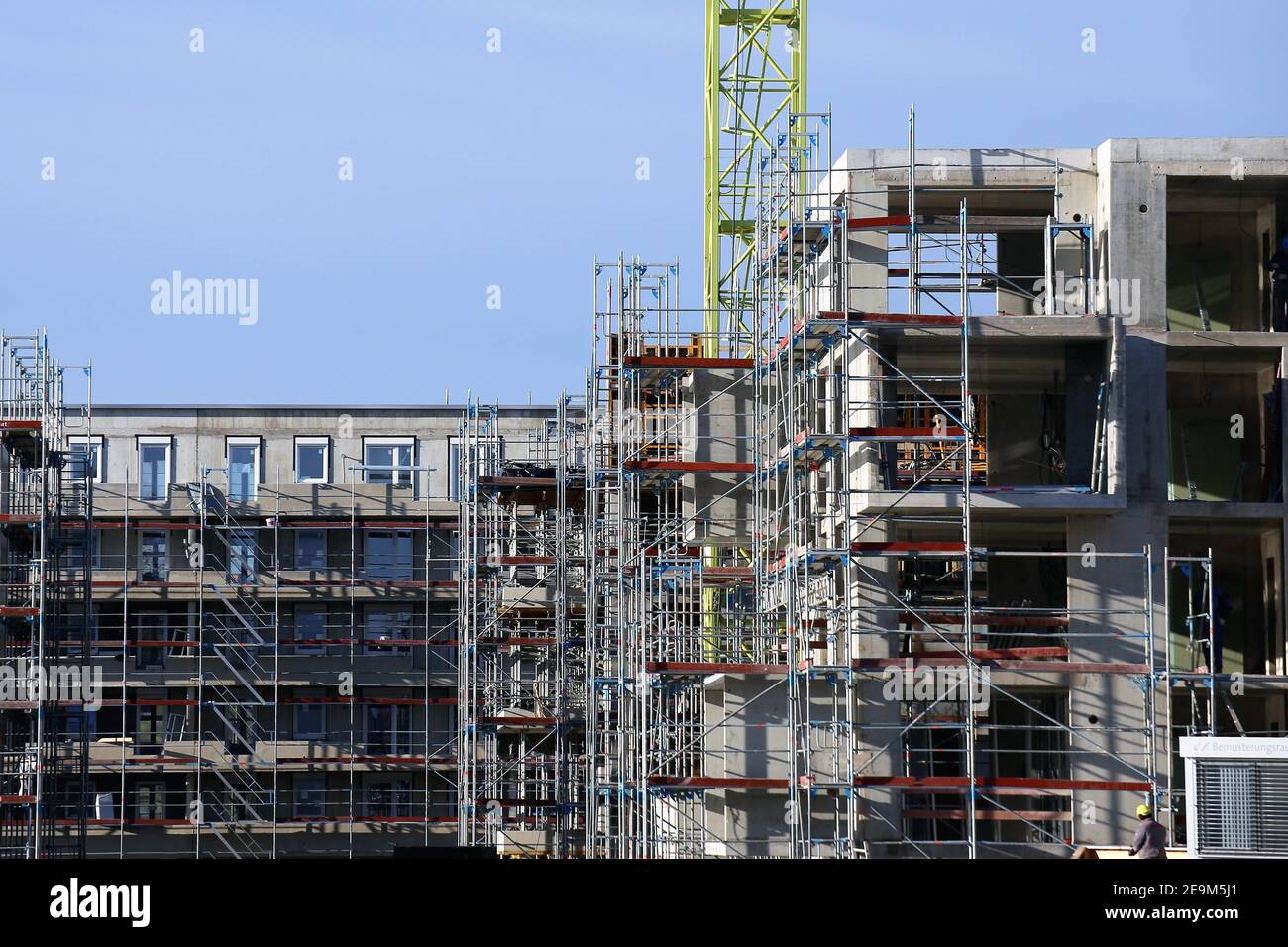 Large construction site in a newly developed residential area. Several ...
