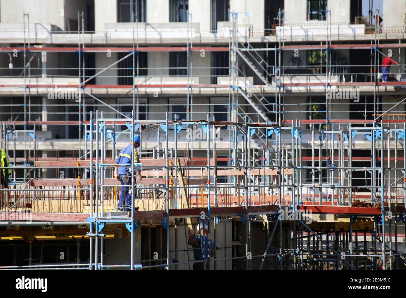 Large construction site in a newly developed residential area. Several ...