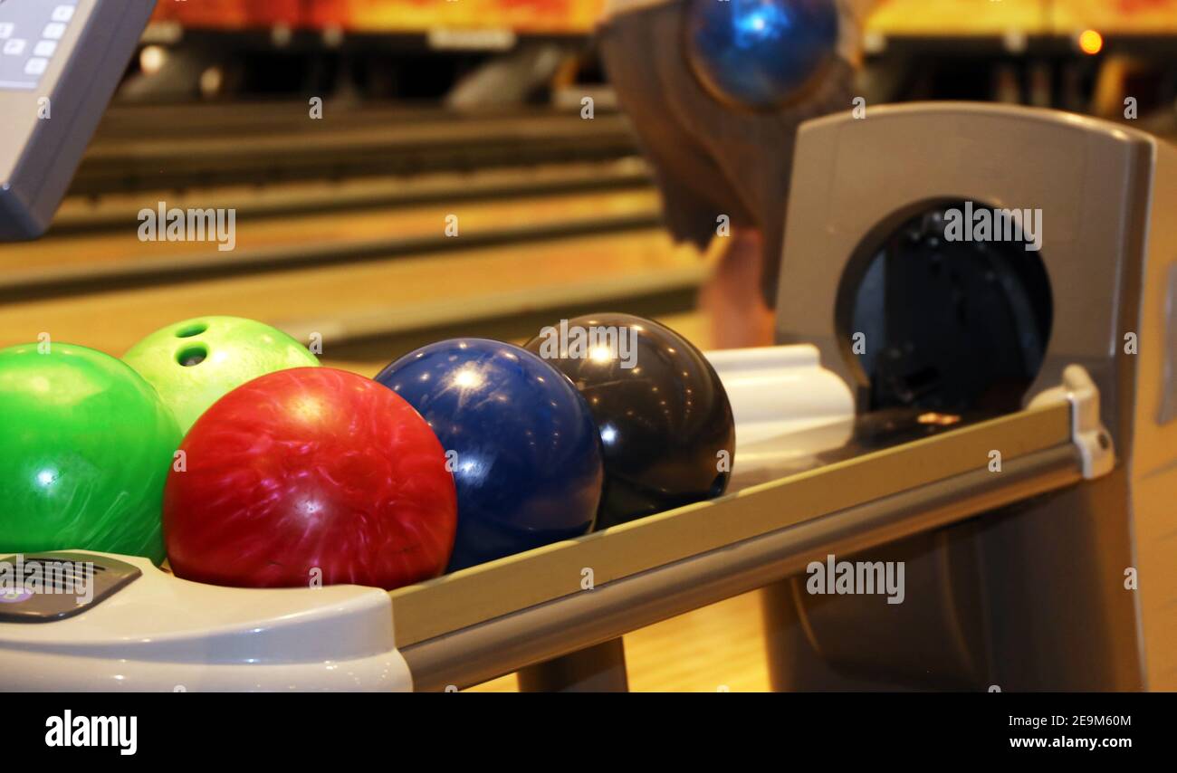 Detailed view of a bowling lane Stock Photo - Alamy