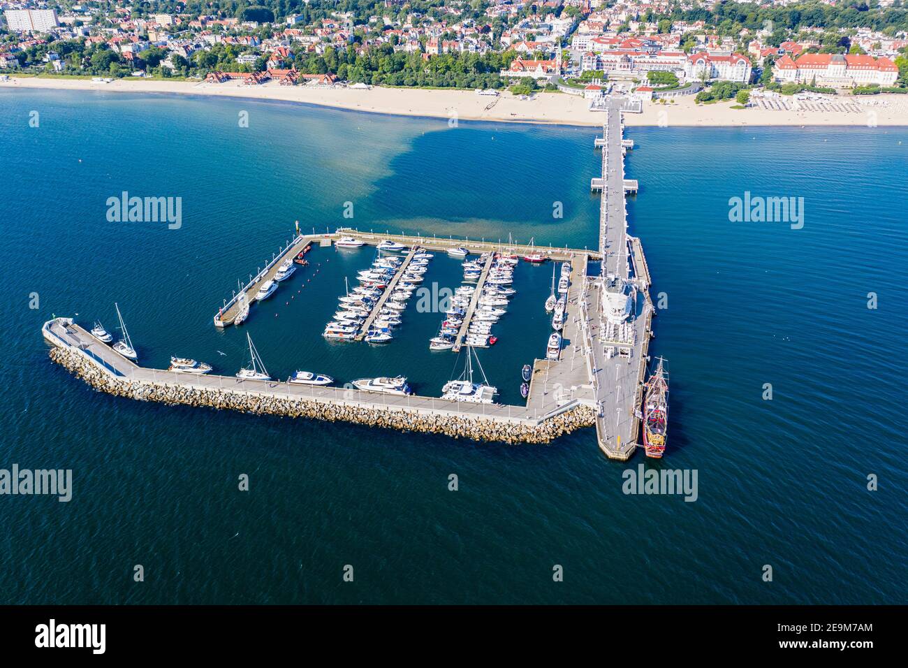 Marina and pier in Sopot aerial view Stock Photo - Alamy