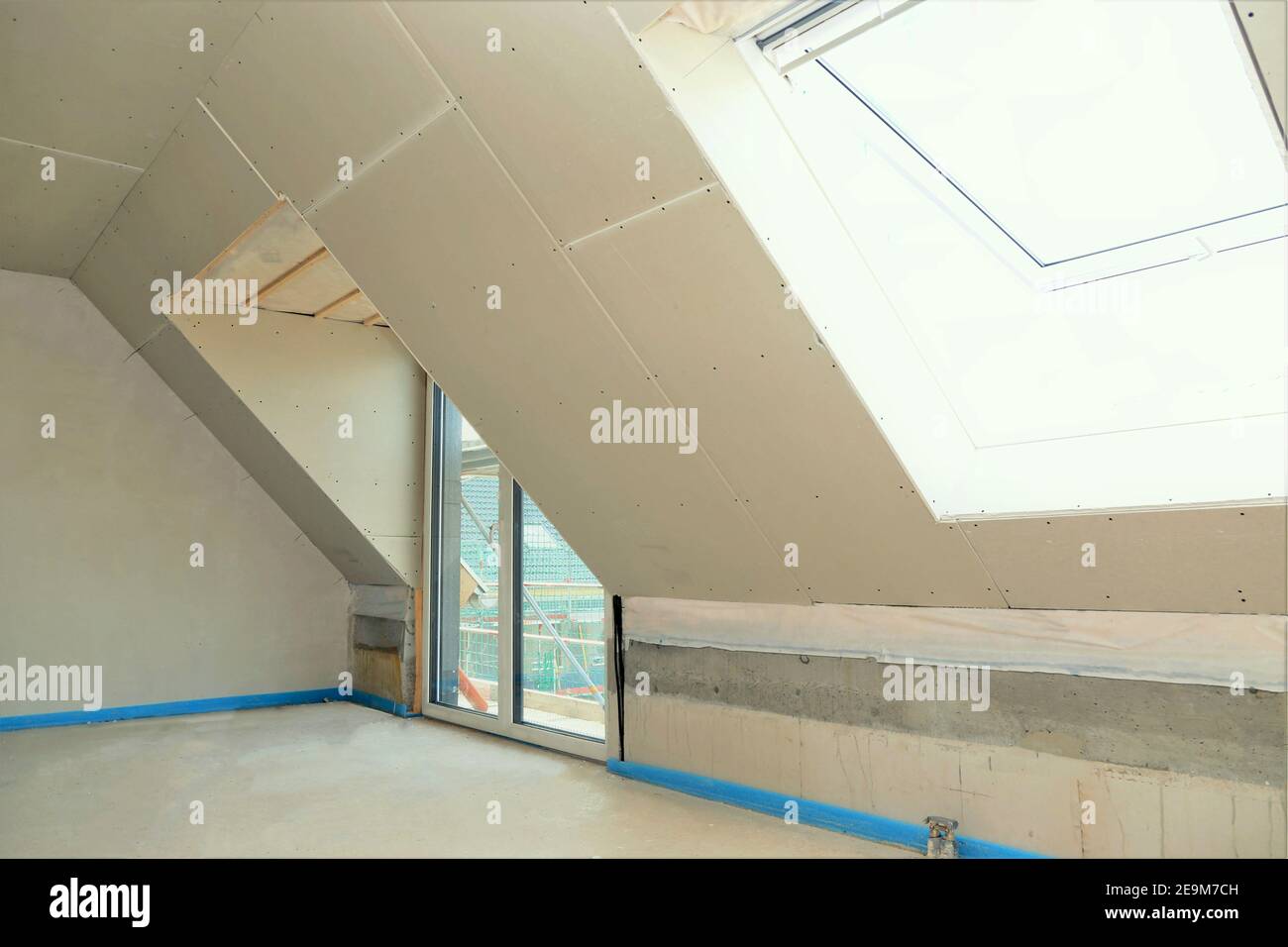 Loft conversion, attic conversion. You can see the roof slope covered ...